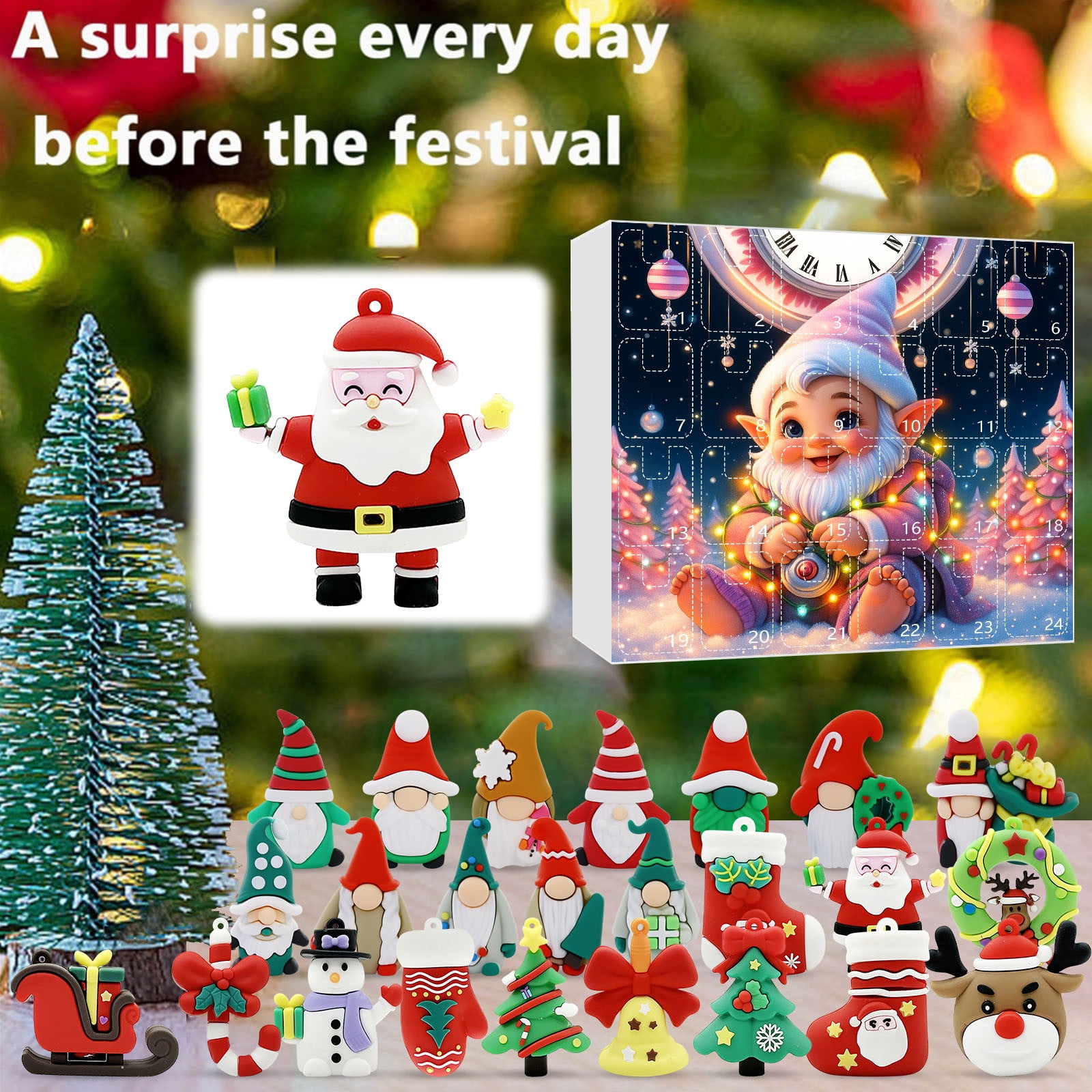 XYAIYT 24 Pack Christmas Tree Ornaments Advent Calendar Countdown ...