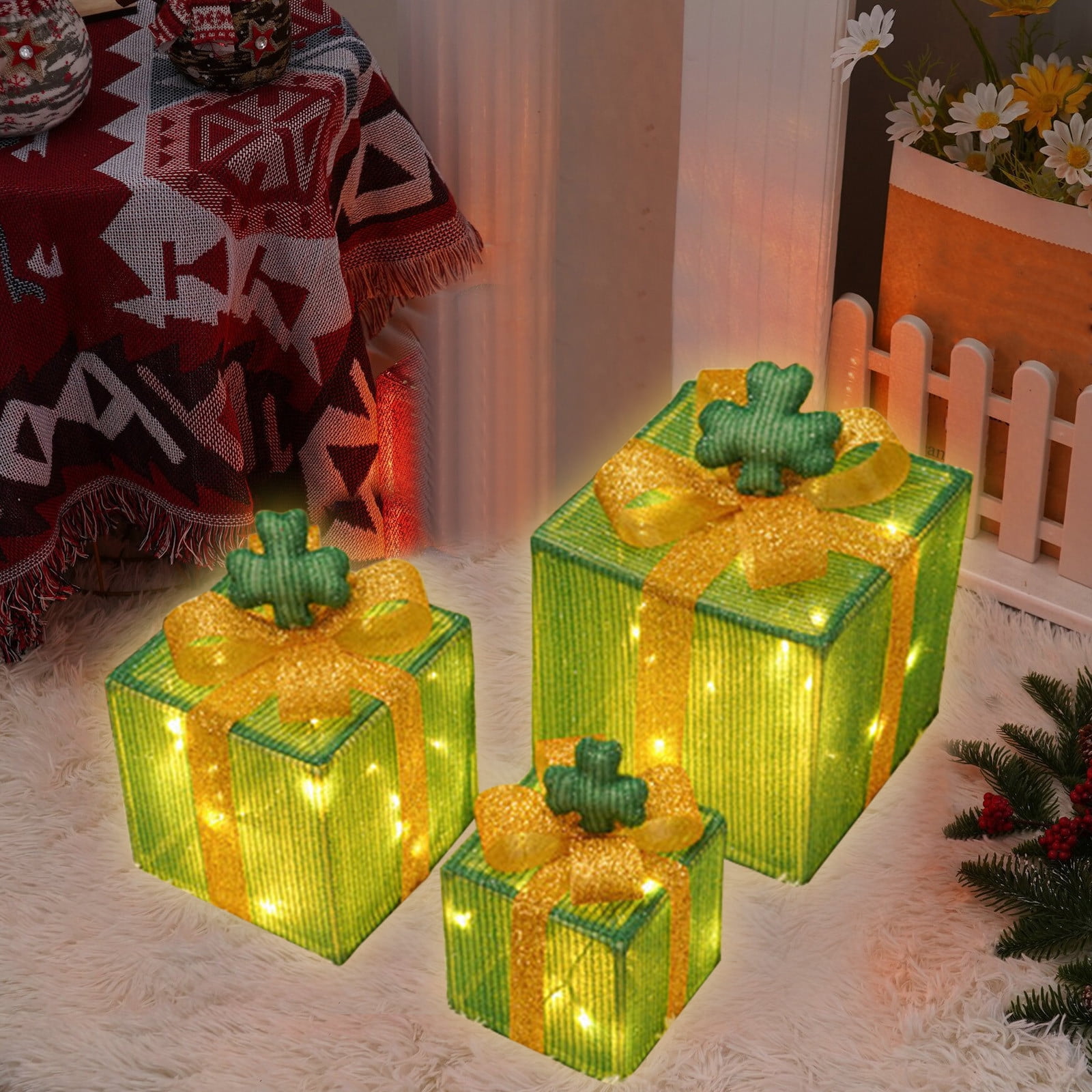XYAIYT 3 Pack Lighted Christmas Gift Boxes Christmas Lights Led String ...