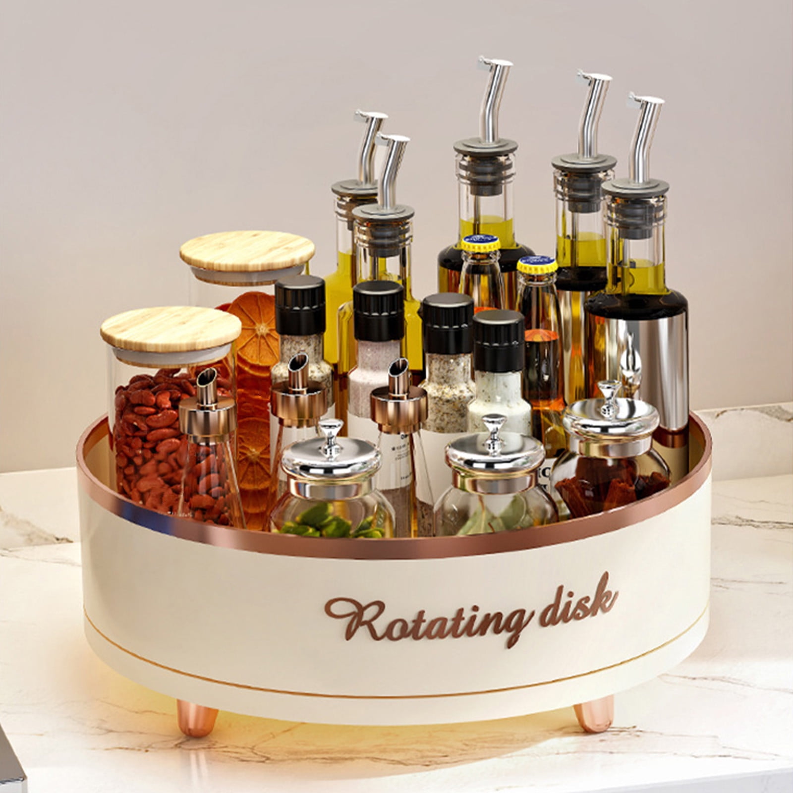 XYAIYT 360° Rotating Storage Tray Organizer for Cosmetics and Condiment ...