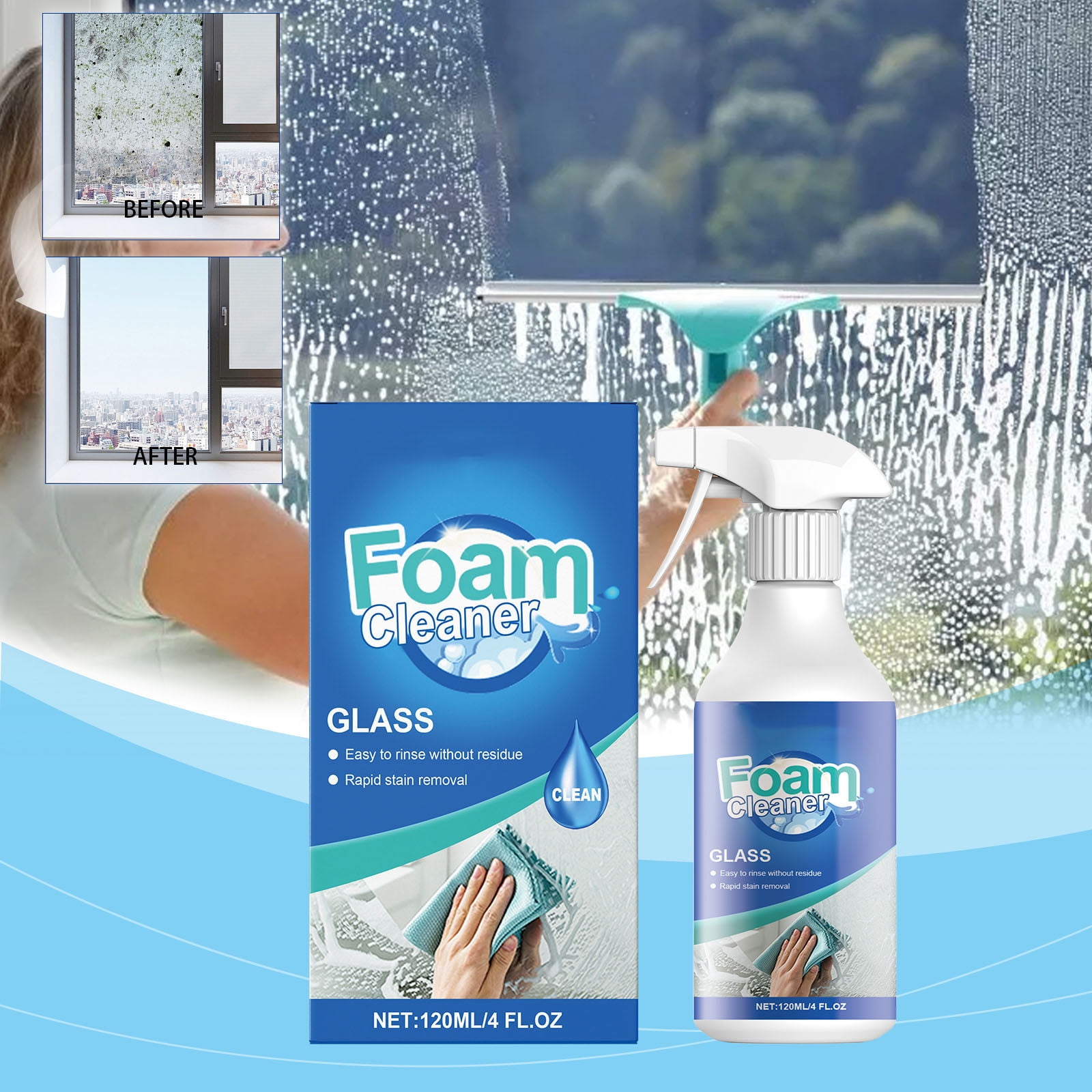 XYAIYT 4.0 fl oz Glass Foam Cleaner Powerful Stain Grease Remover with ...