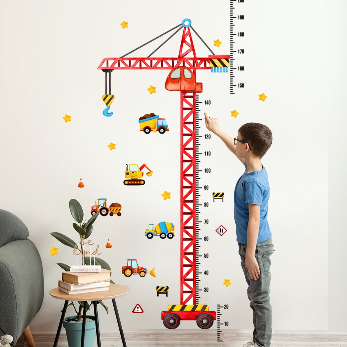 XYAIYT 6.6 Feet Height Ruler Wall Sticker Easy Peel Stick Growth Chart ...