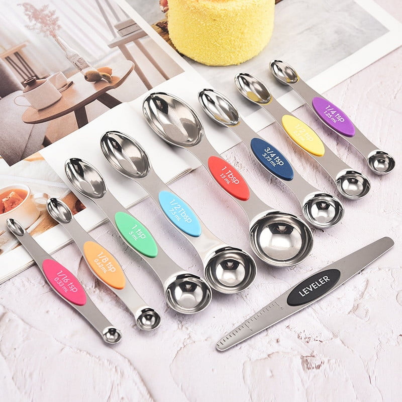 XYAIYT 9 Piece Magnetic Double Headed Measuring Spoons Set Stainless ...