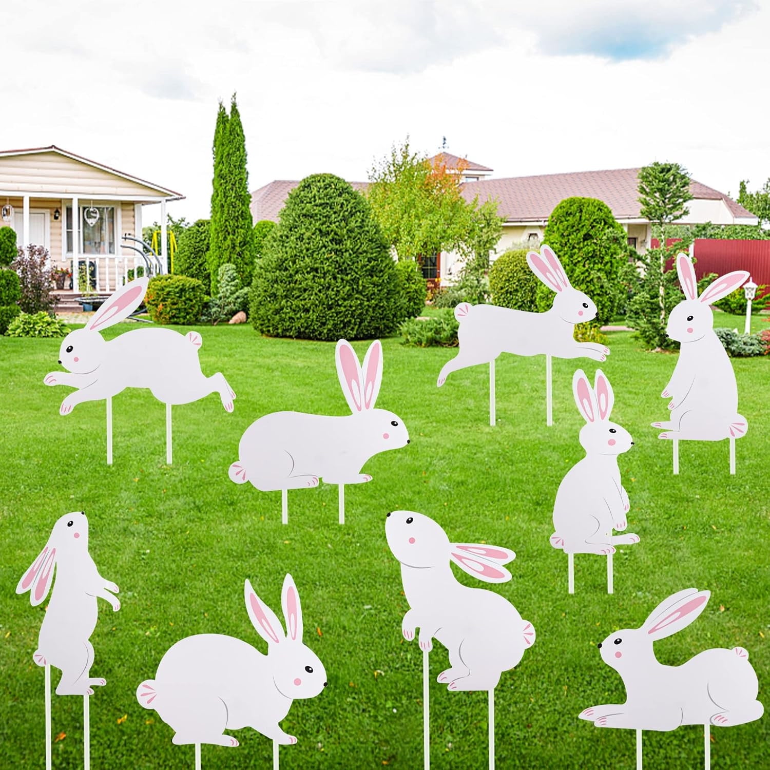 XYAIYT 9pc Easter Bunny Yard Decorations Outdoor Waterproof Plastic ...
