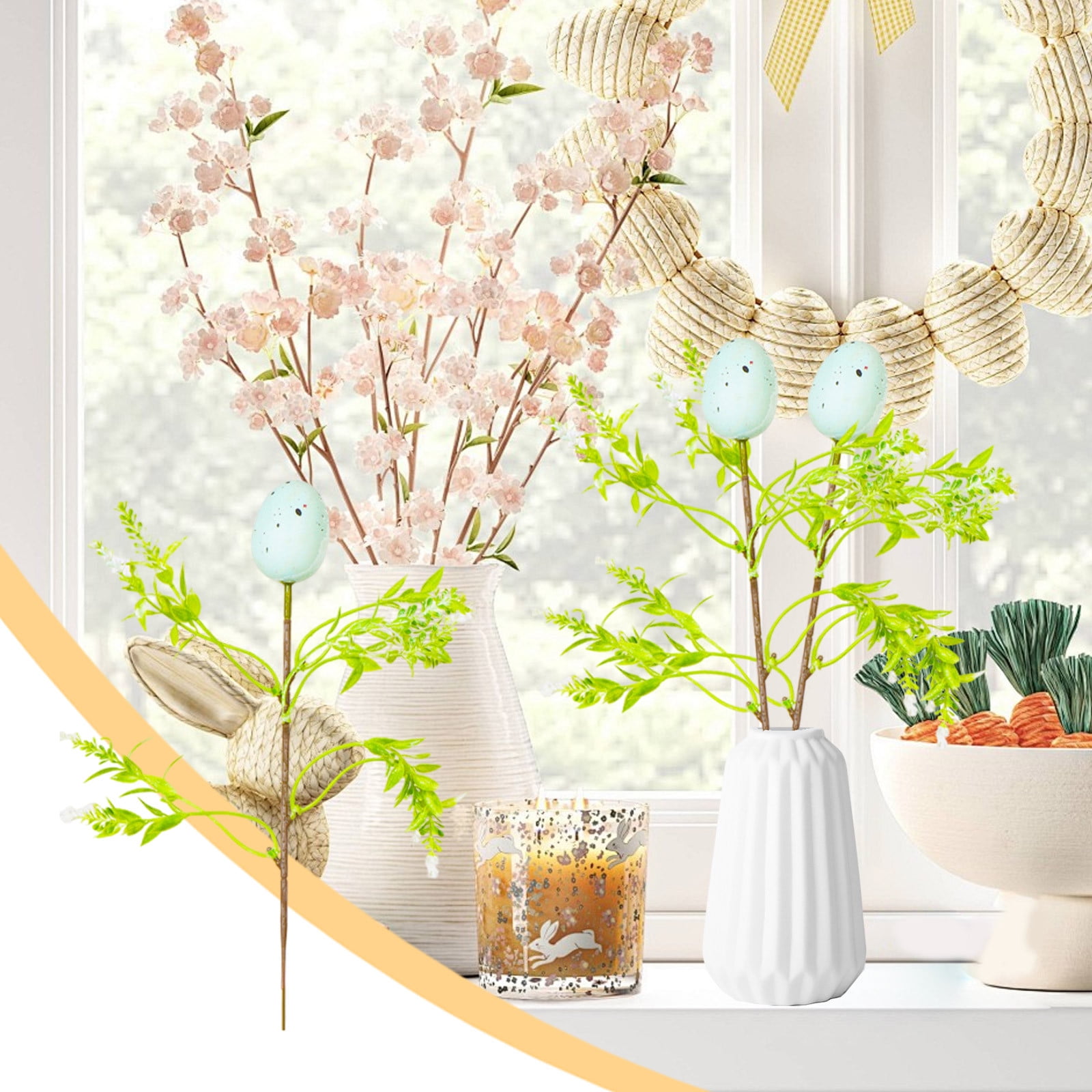 XYAIYT Artificial Easter Eggs Stems-Reusable Spring Home Decorations ...