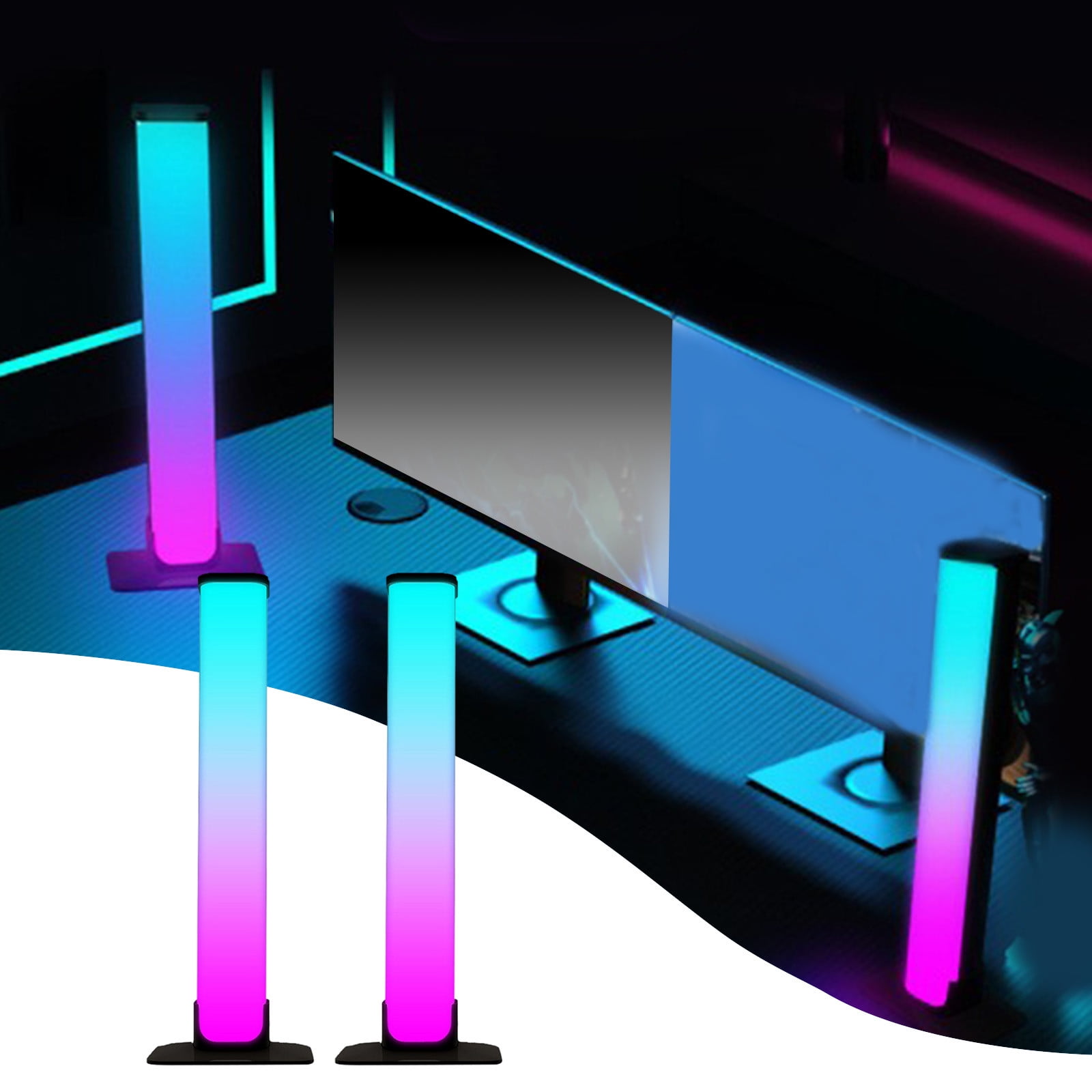 XYAIYT Bluetooth RGB Multicolour Computer Game Lights with USB Power and Built-in Pickup ...