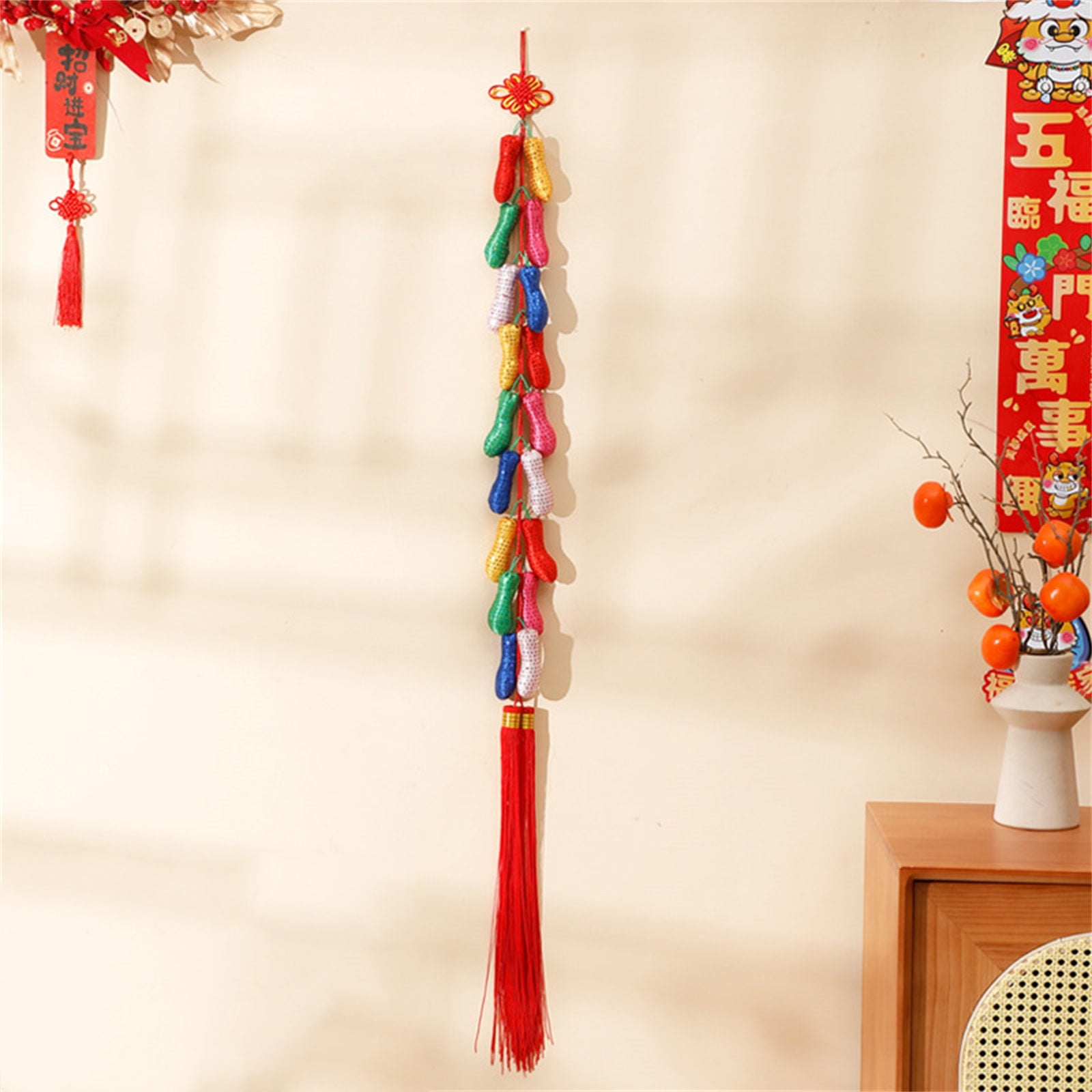 XYAIYT Chinese New Year Wall Decorations,Red Chili Skewers Firecracker ...