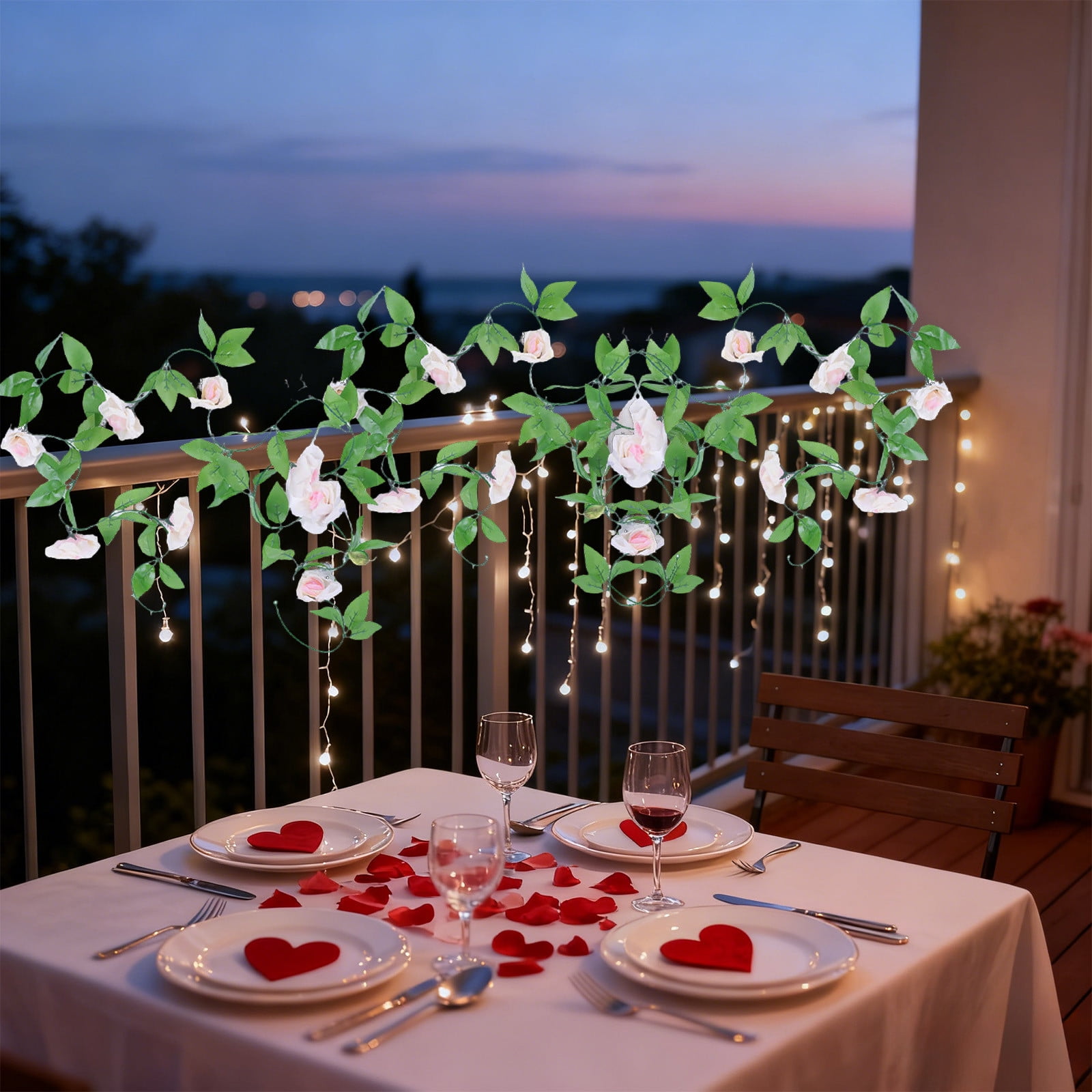 XYAIYT Faux Rose Garland Artificial Rose Vine Wall Hanging Flexible ...
