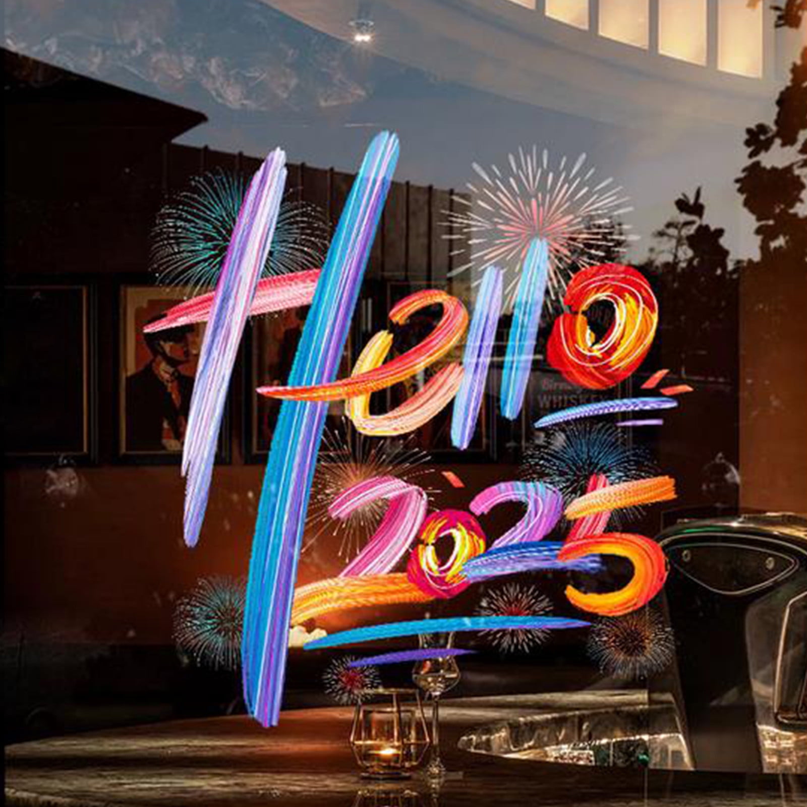 XYAIYT Festive New Year's Eve Window Stickers,Large Holiday Decals for ...