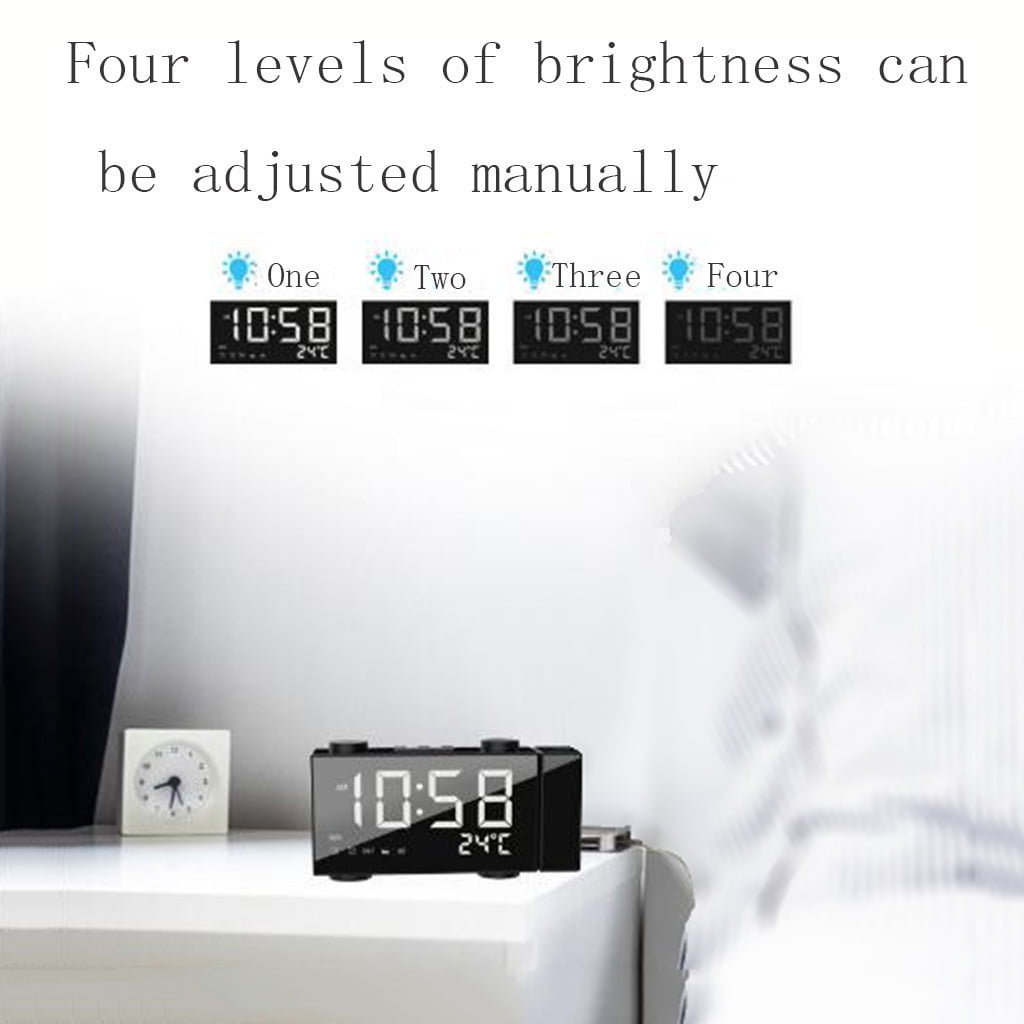 XYAIYT LED FM Radio Projection Alarm Clock with Voice Talking Projector ...