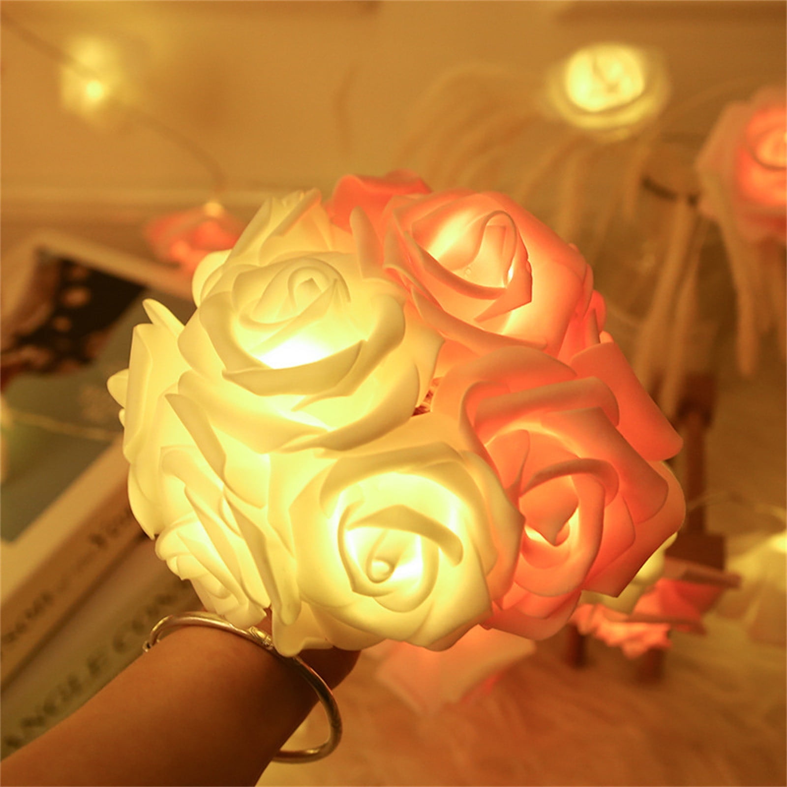 XYAIYT LED Rose Flower String Lights Battery Operated Flashing Lights ...