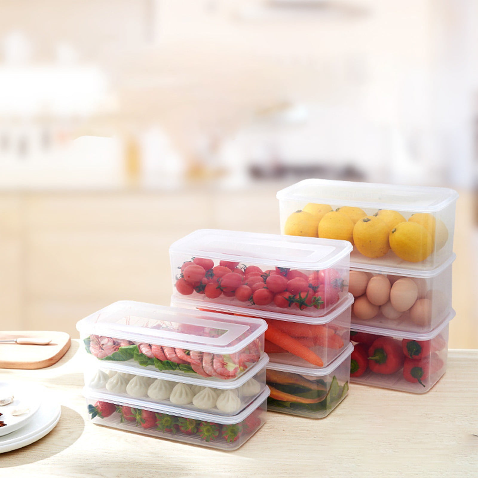 XYAIYT Large Capacity Refrigerator Storage Box with Lid,Transparent ...