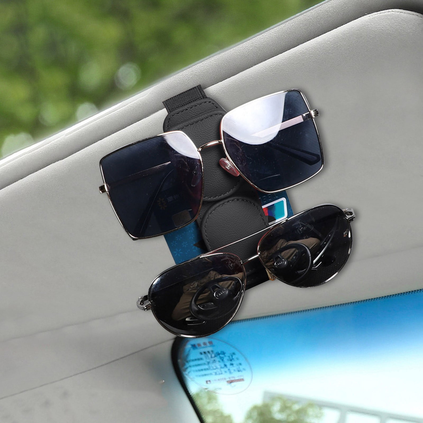 XYAIYT Leather Car Sun Visor Sunglasses Holder Magnet Clip Universal ...