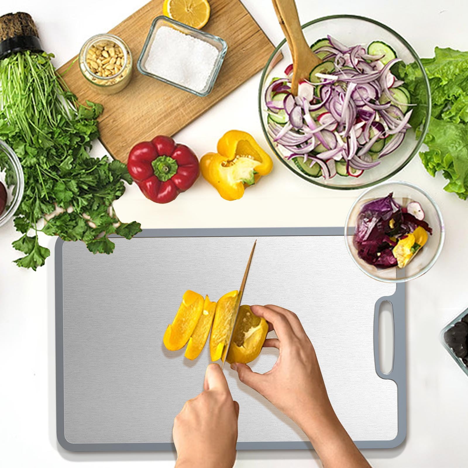 XYAIYT Long Lasting Stainless Steel Cutting Board Non Slip Silicone ...
