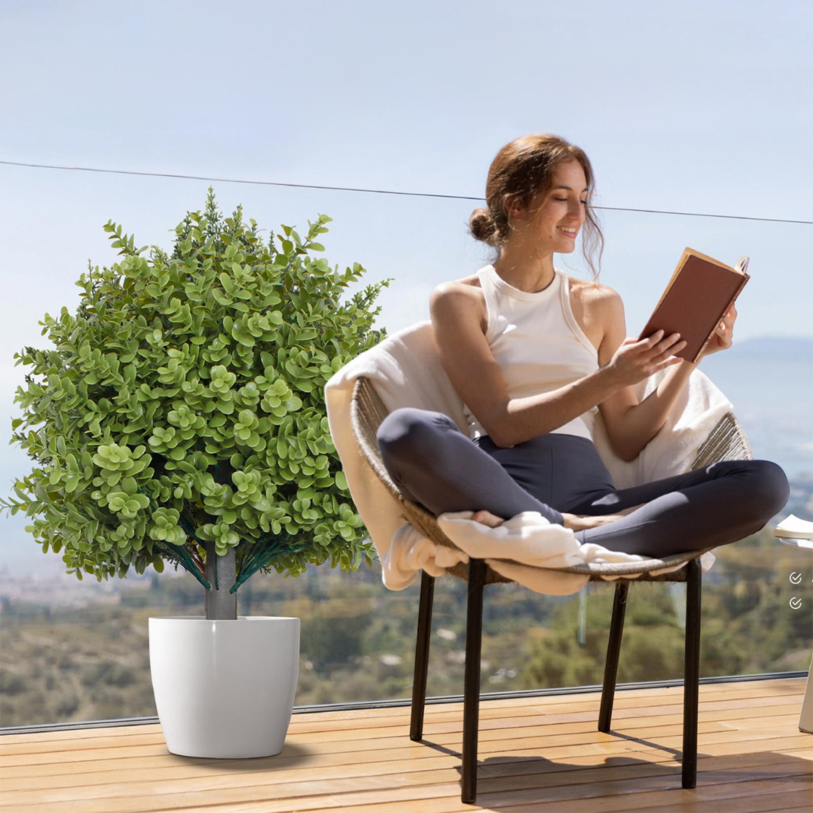 XYAIYT Realistic Artificial Cedar Topiary Ball Trees for Outdoors ...