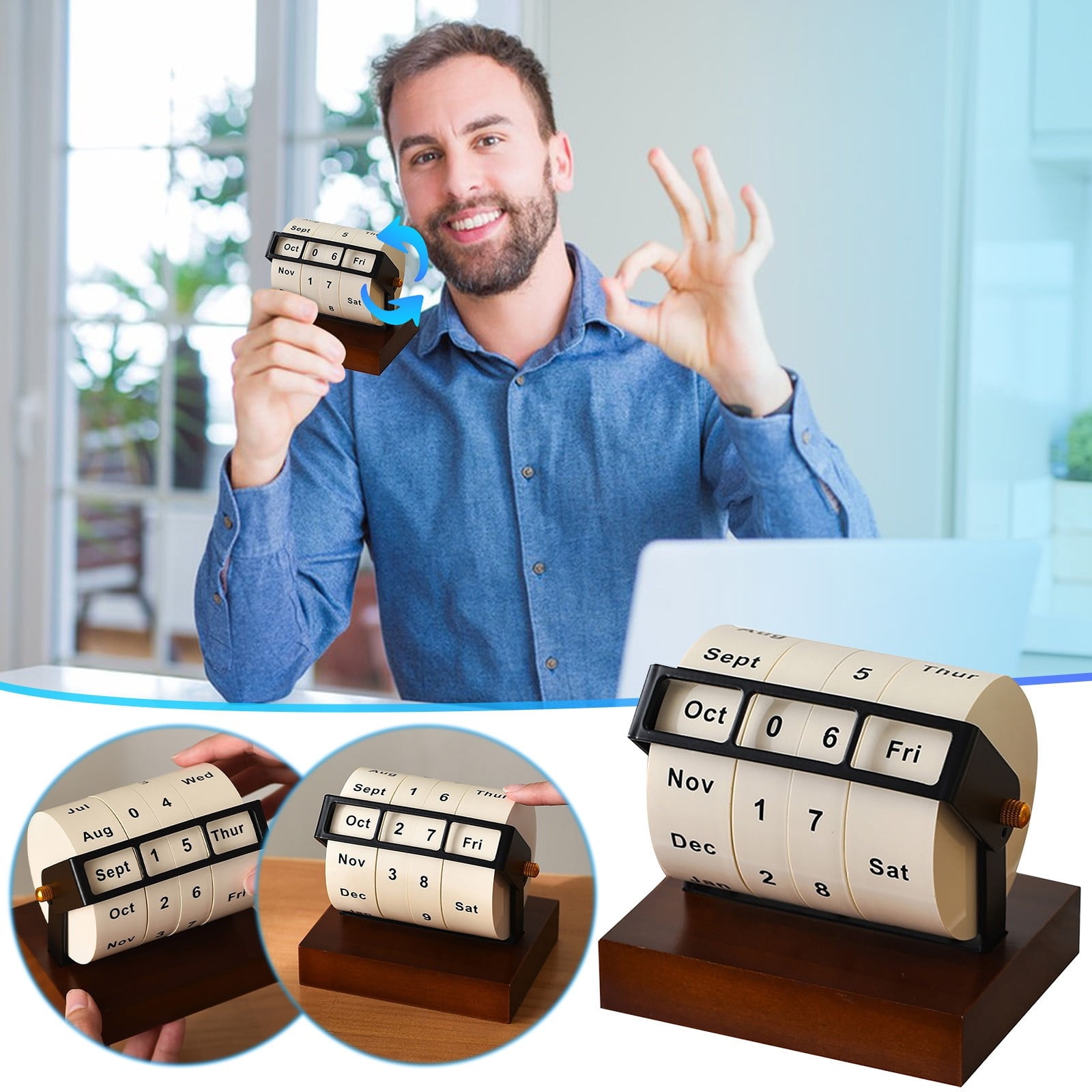 XYAIYT Rotary PerPetual Calendar 2025,Large Rotating Table Calendar ...