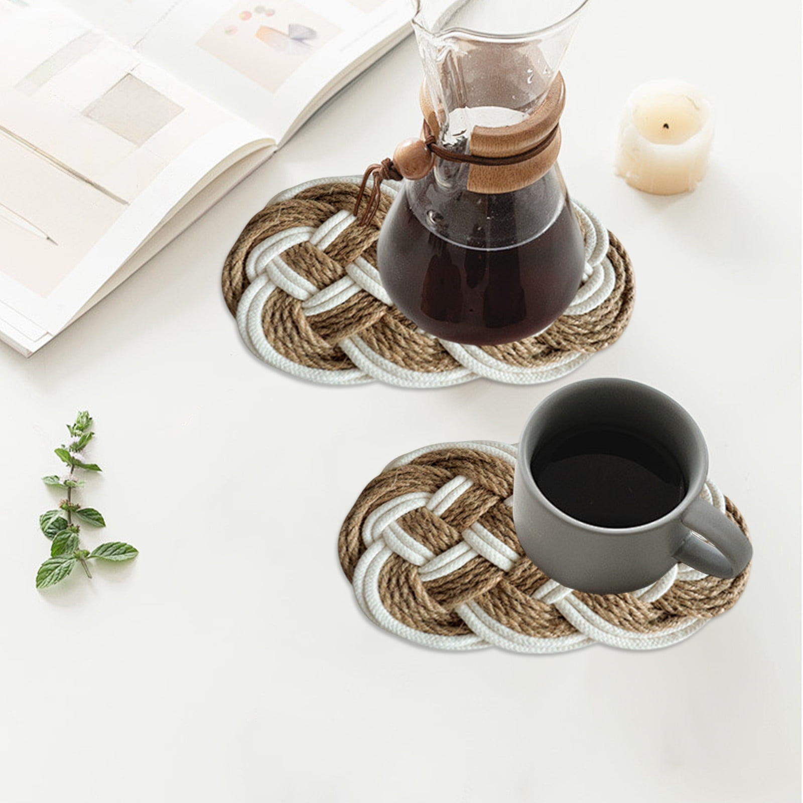 XYAIYT Scandinavian Round Heat Insulating Mat Linen Kitchen Trivets for ...
