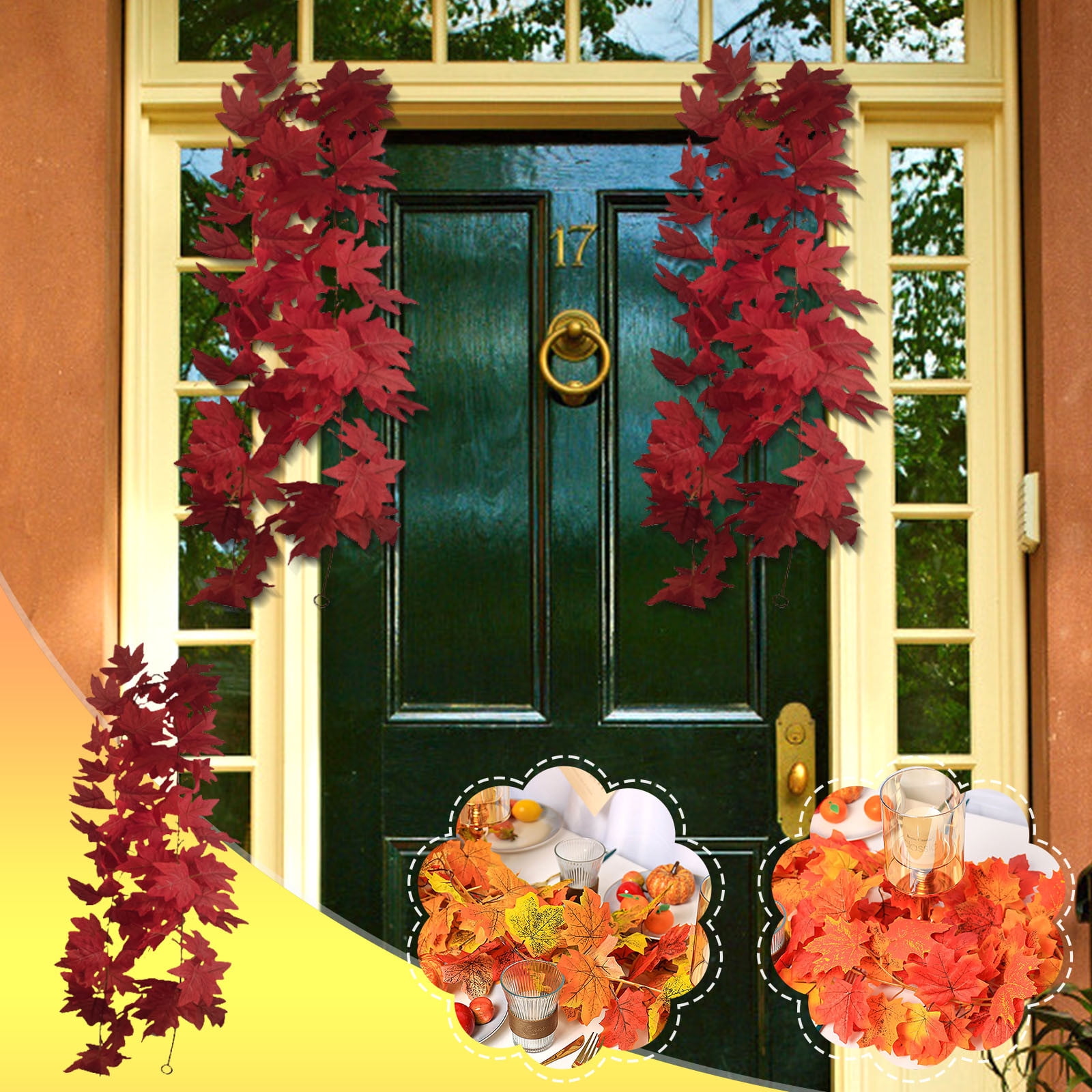 XYAIYT Simulated Maple Leaf Vines Realistic Green Wall Hanging for ...