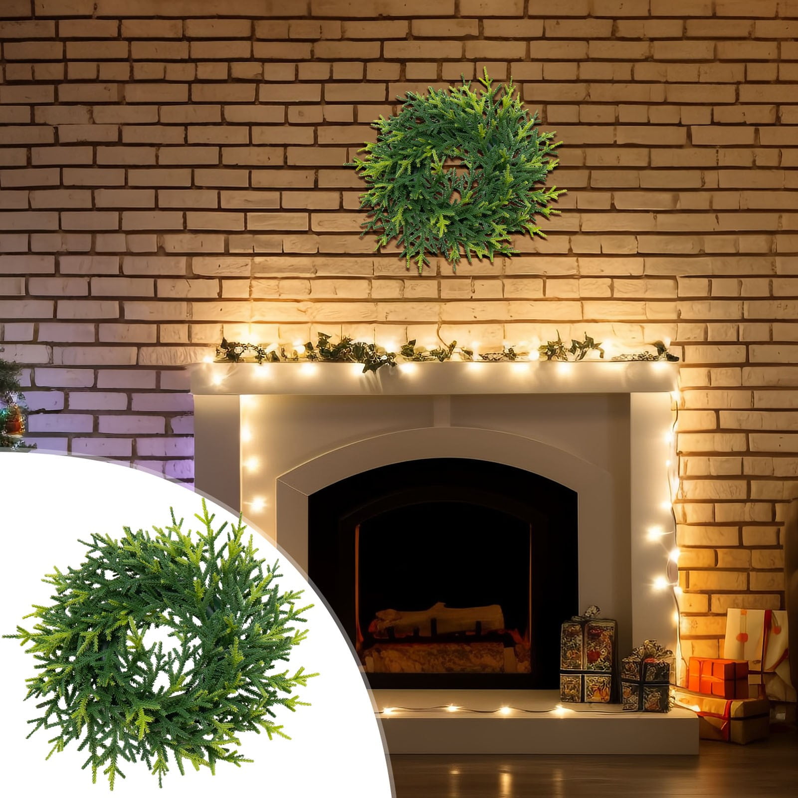 XYAIYT Simulation Antler Pine Wreath Christmas Garland with Lifelike Deer Antlers and Cones ...