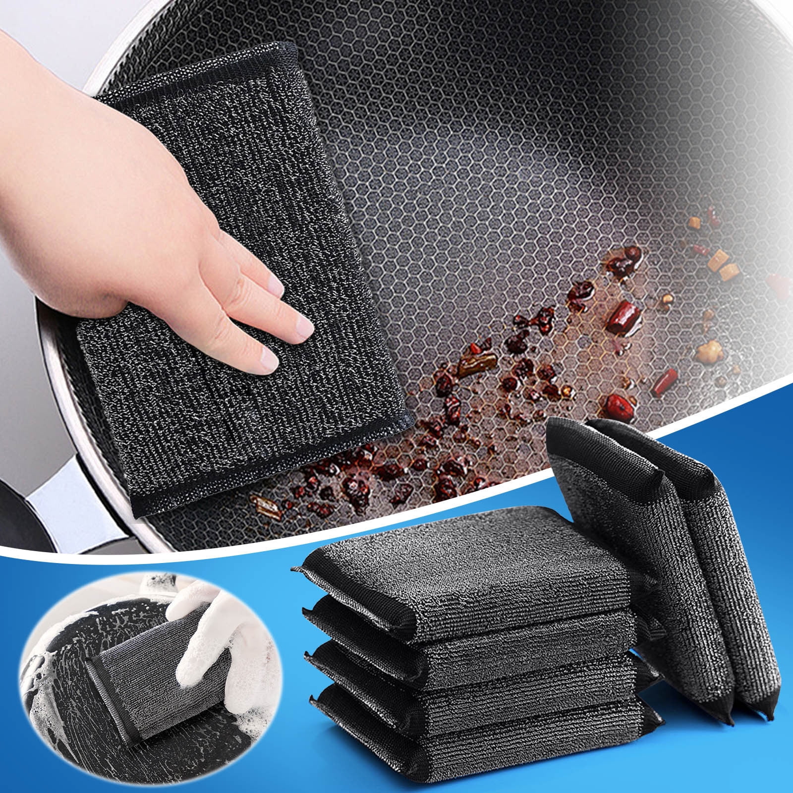 XYAIYT Stainless Steel Kitchen Scrubbing Sponge Set 6 Pack Long Lasting ...