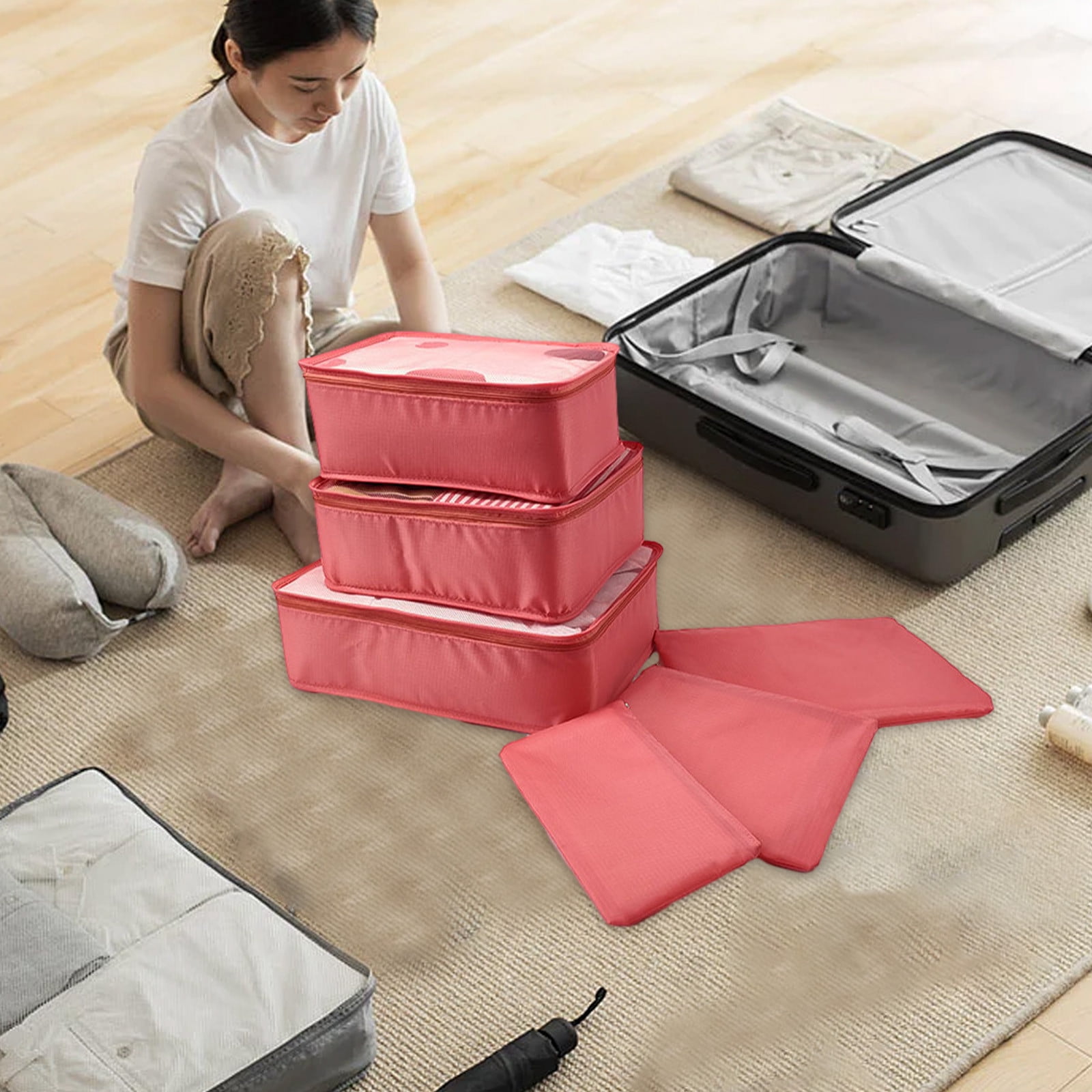 XYAIYT Travel Packing Cubes Set Portable Luggage Organizer 6 Piece Bag ...