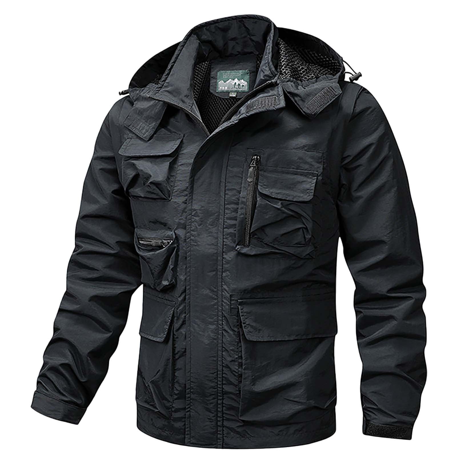 XYBOMB Cargo Jacket, Men's Mid-length Casual Jacket Detachable Jacket ...