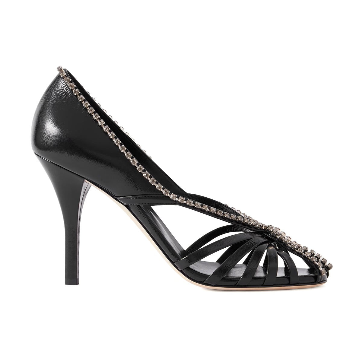 XYD Women Caged Toe Rhinestone Slip on Pumps Openwork Shoes Studded ...