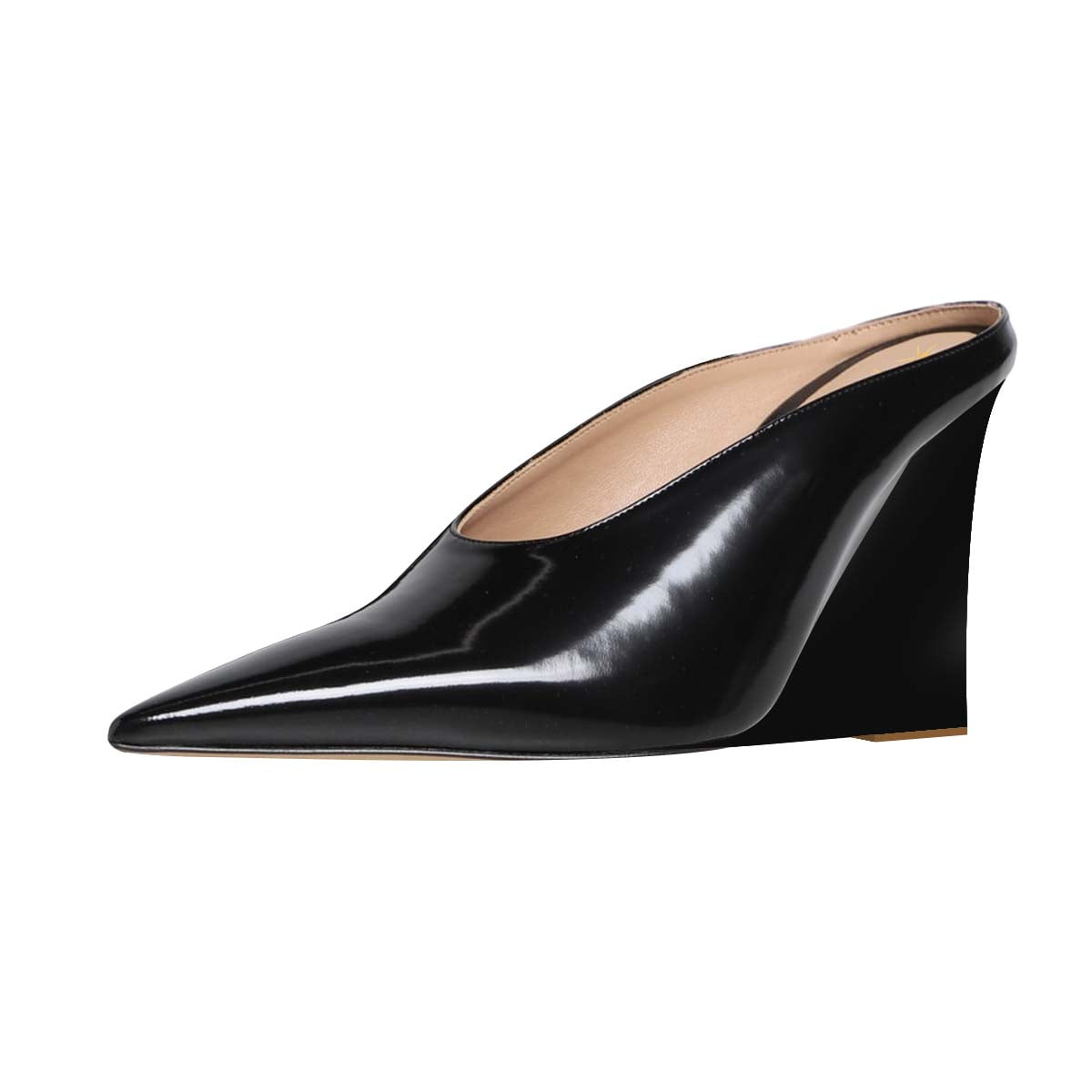 XYD Women Chic Pointed Closed Toe Mules Slip On Wedges High Heel ...