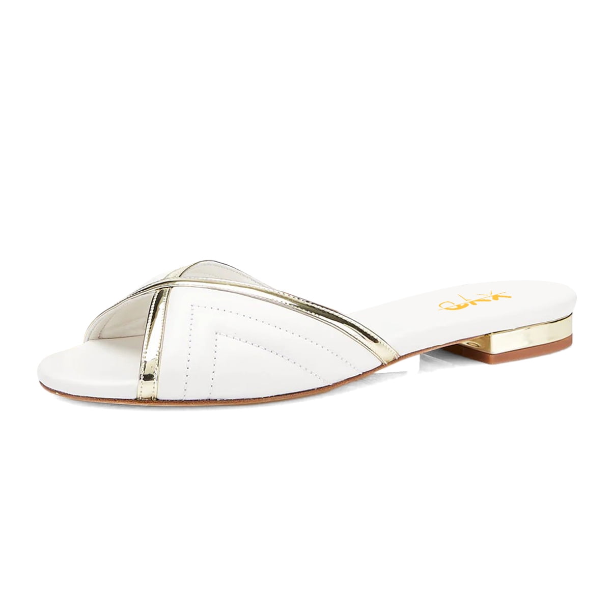 XYD Women Crossover Strap Round Open Toe Sandals Flat Slides Backless ...