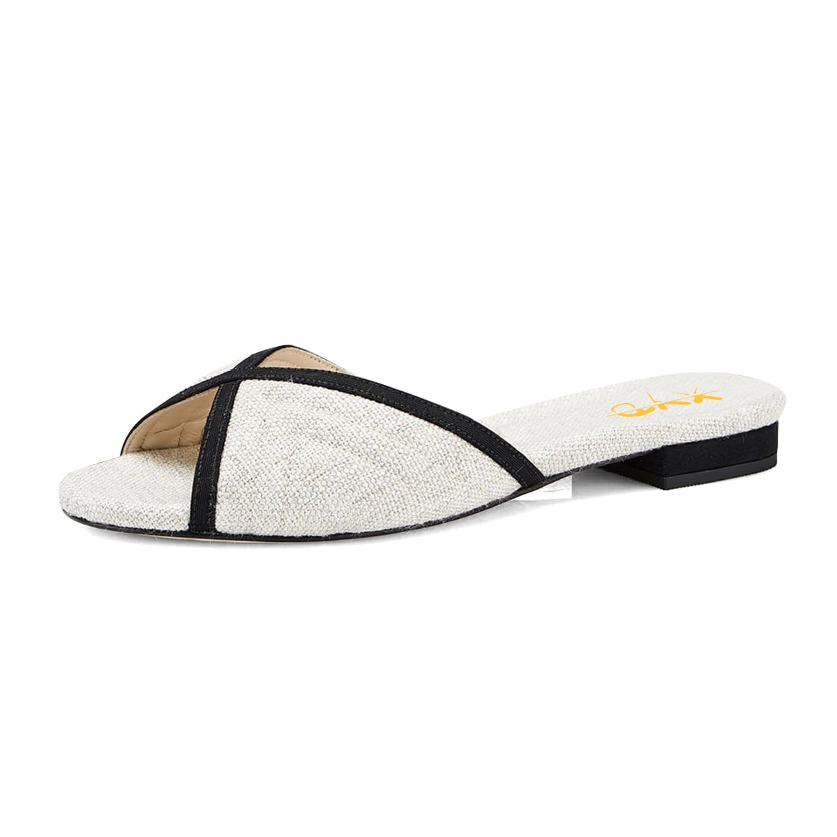 XYD Women Crossover Strap Round Open Toe Sandals Flat Slides Backless ...