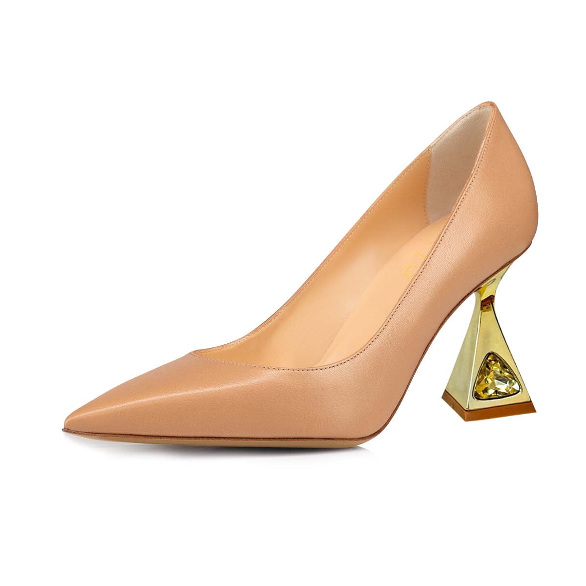 XYD Women Elegant Pointed Toe Pumps Slip On Rhinestone Spool High Heels ...