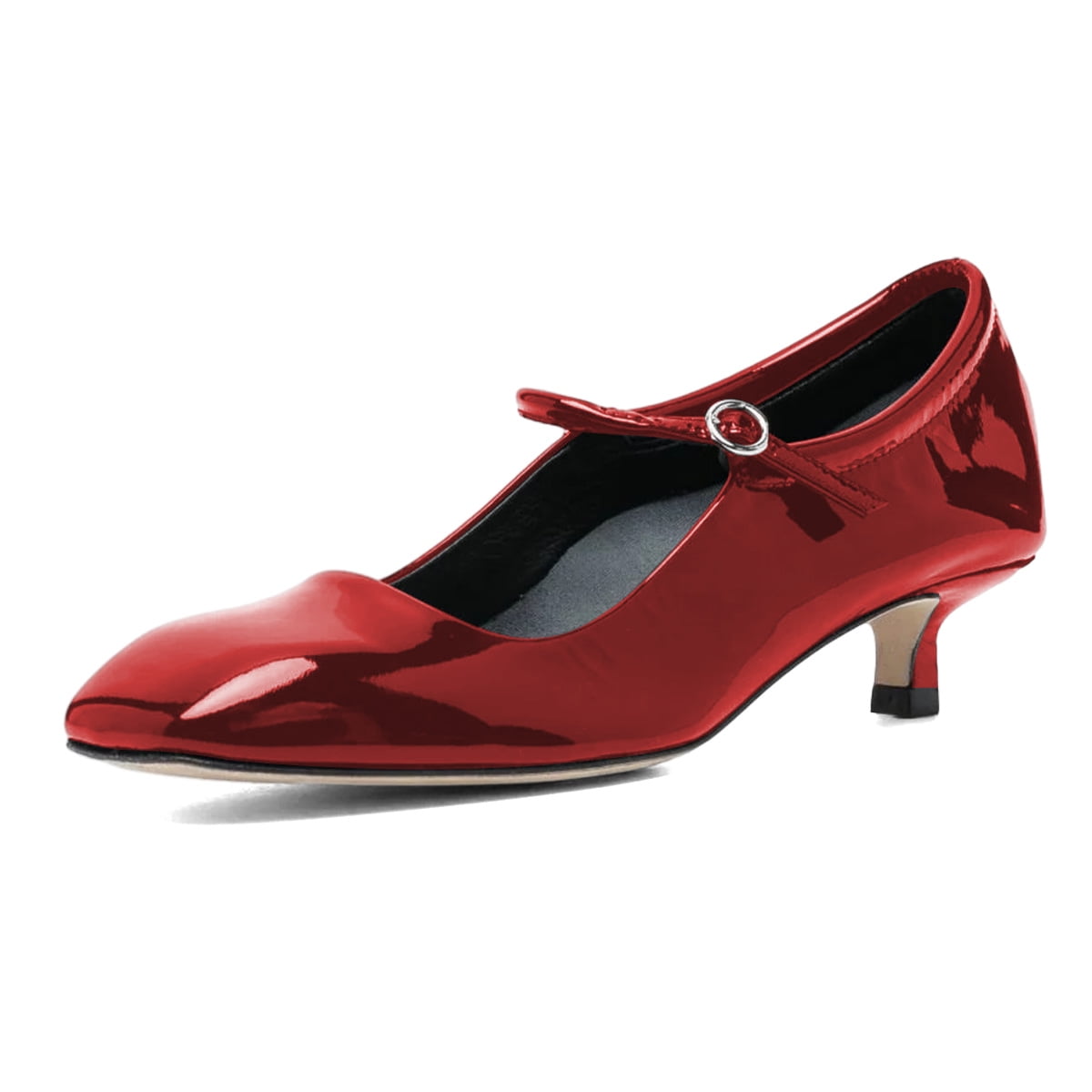 XYD Women Mary Jane Kitten Pumps Square Toe Adjustable Buckle Strap Low ...