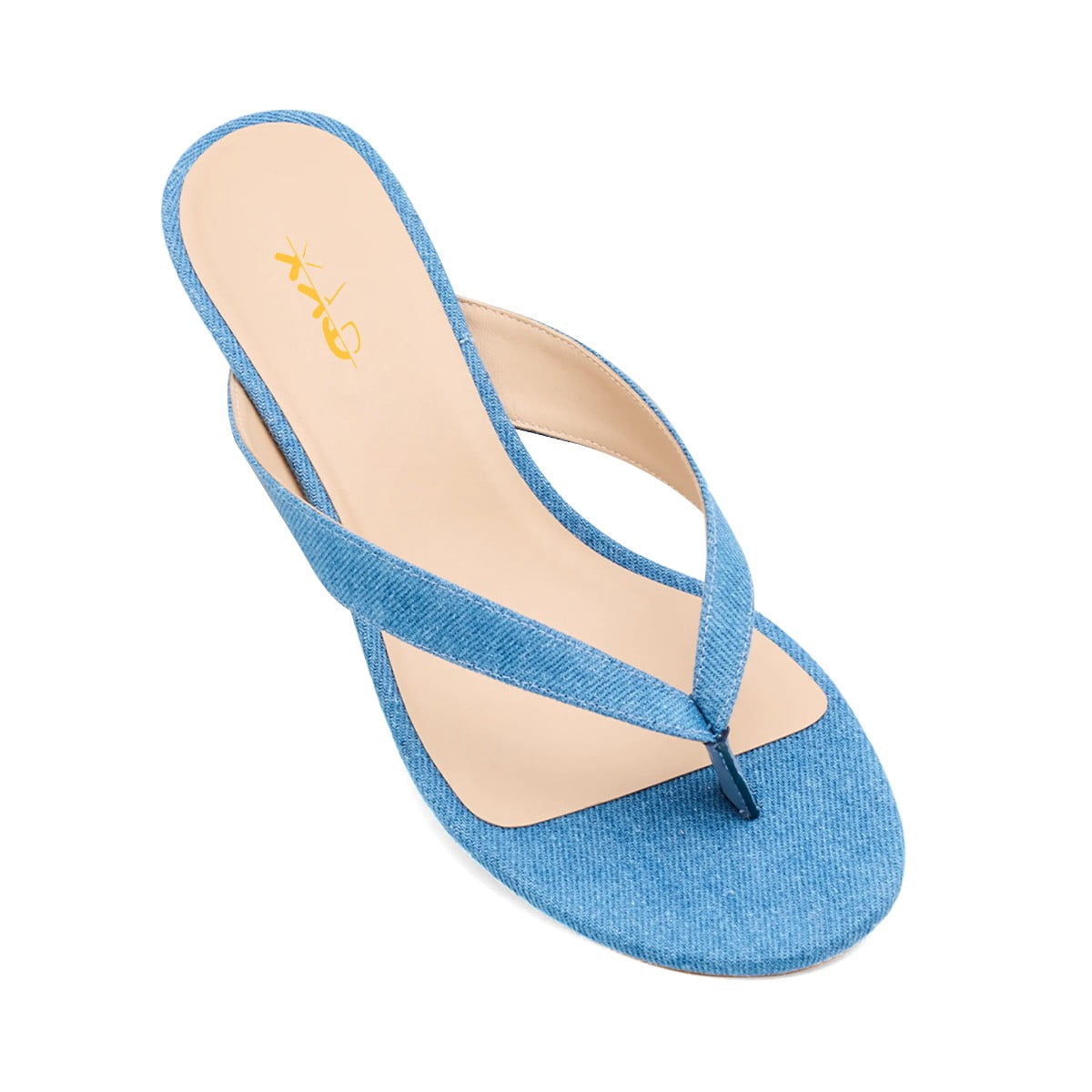 XYD Women Open Round Toe Flip Flops Slip on Low Kitten Heels Mules ...