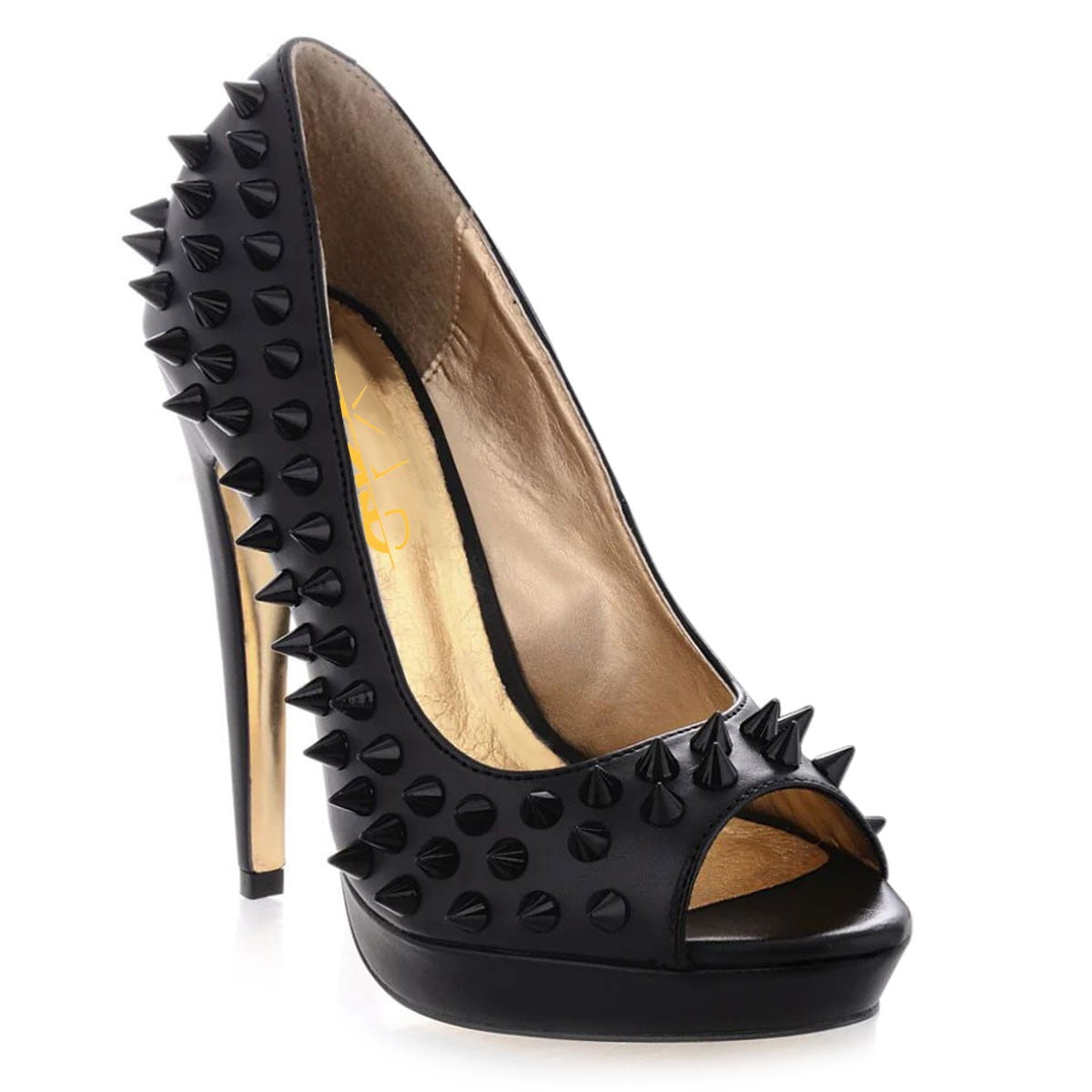 XYD Women Peep Toe Studded Punk Pumps Slip on Stiletto High Heels Sexy Platform Party Dress ...