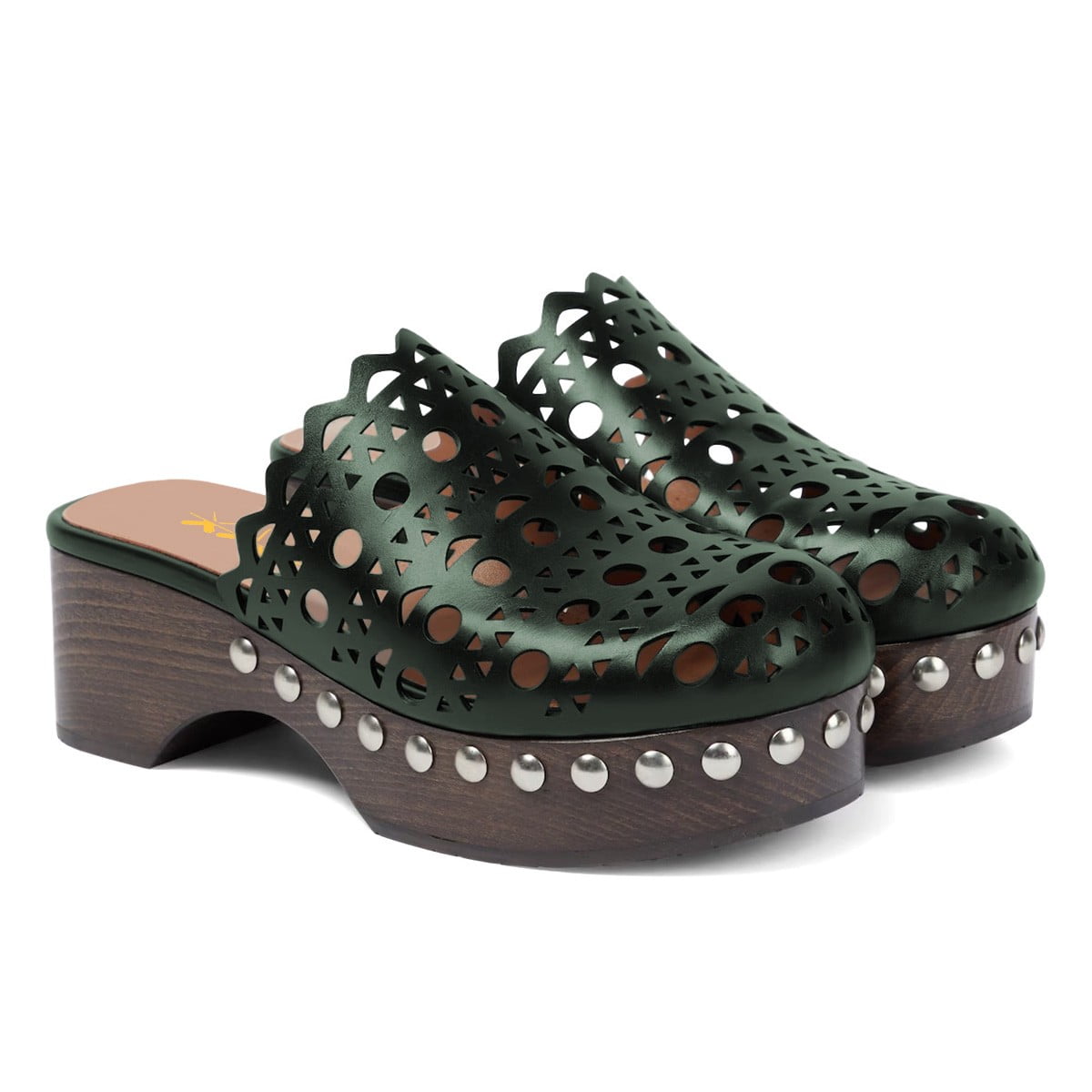 XYD Women Round Toe Platform Mule Clogs Stylish Studs Cut-Outs Block ...