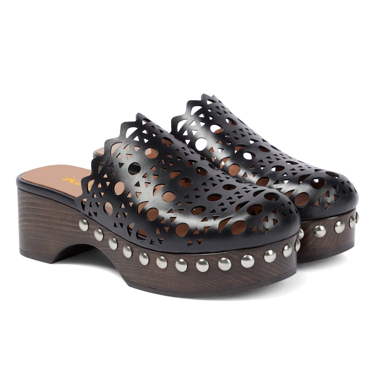 XYD Women Round Toe Platform Mule Clogs Stylish Studs Cut-Outs Block ...