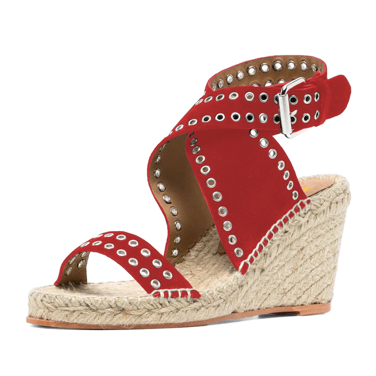 XYD Women Summer Open Toe Ankle Strap Eyelets Espadrilles Sandals ...