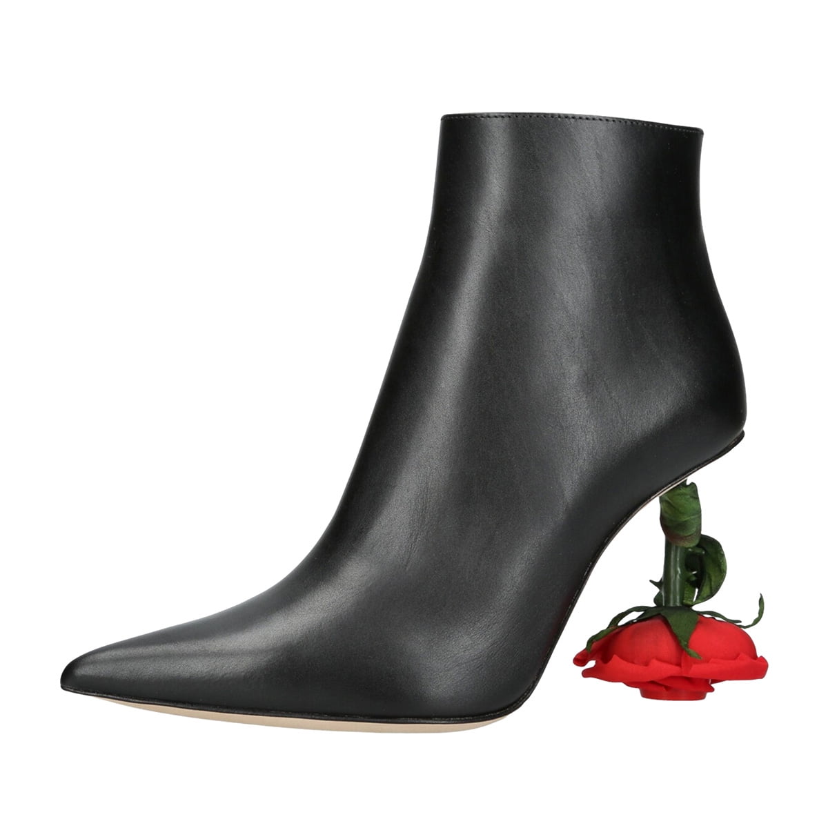 XYD Women' Unique Rose Heel Ankle Boots Zipper Pointed Toe Booties ...