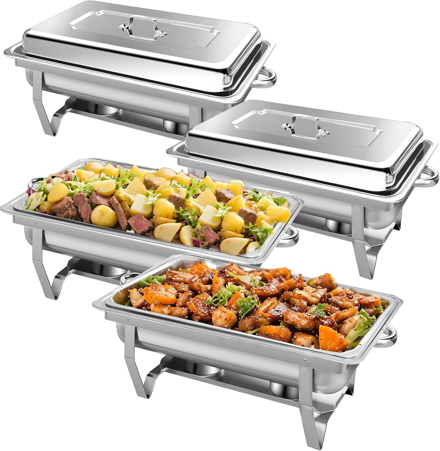 XYJBHB 4 Pack 8QT Chafing Dish Buffet Sets, Stainless Steel Chafing ...
