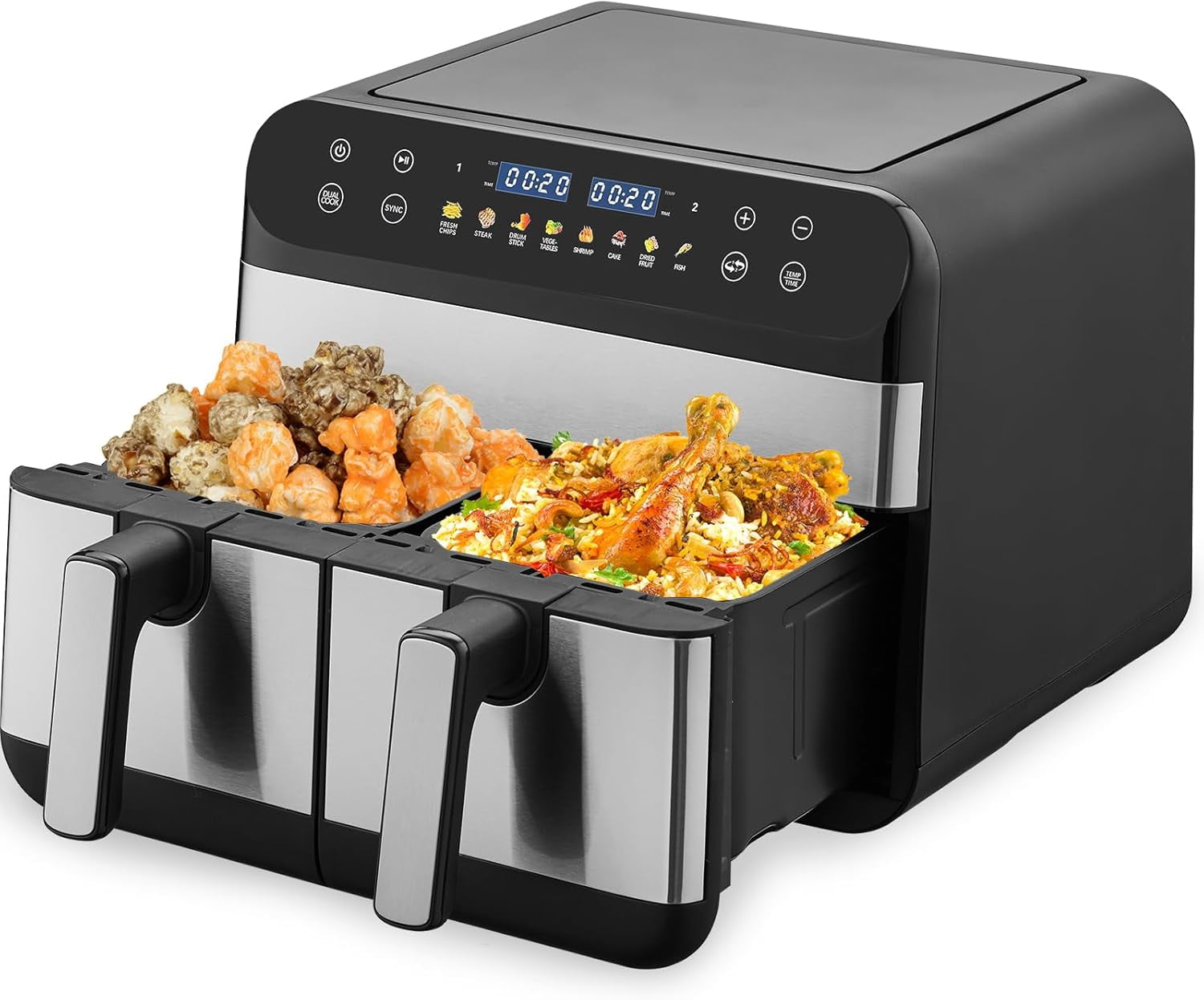 XYJBHB 9.5 Quart Air Fryer Oven, Dual Zone 2-Basket, LED Touchscreen ...