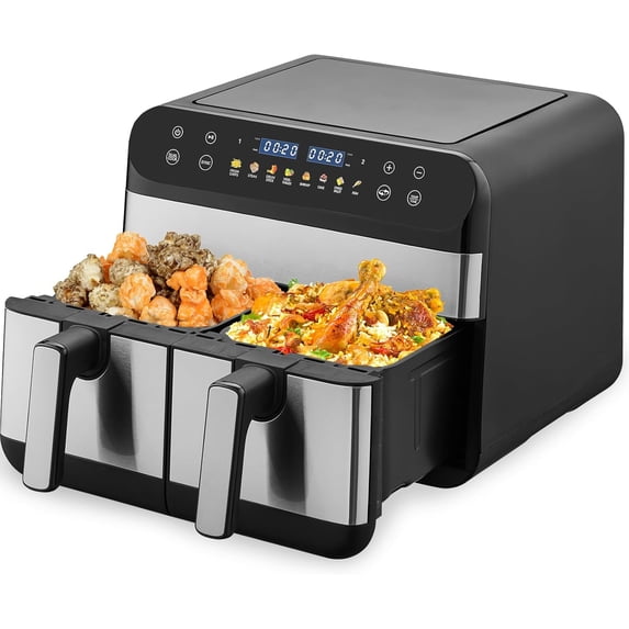 XYJBHB 9.5 Quart Air Fryer Oven, Dual Zone 2-Basket, LED Touchscreen ...