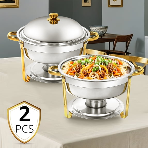 XYJBHB Chafing Dishes for Buffet 2 Pack, 6QT Round Chafing Dishes for ...