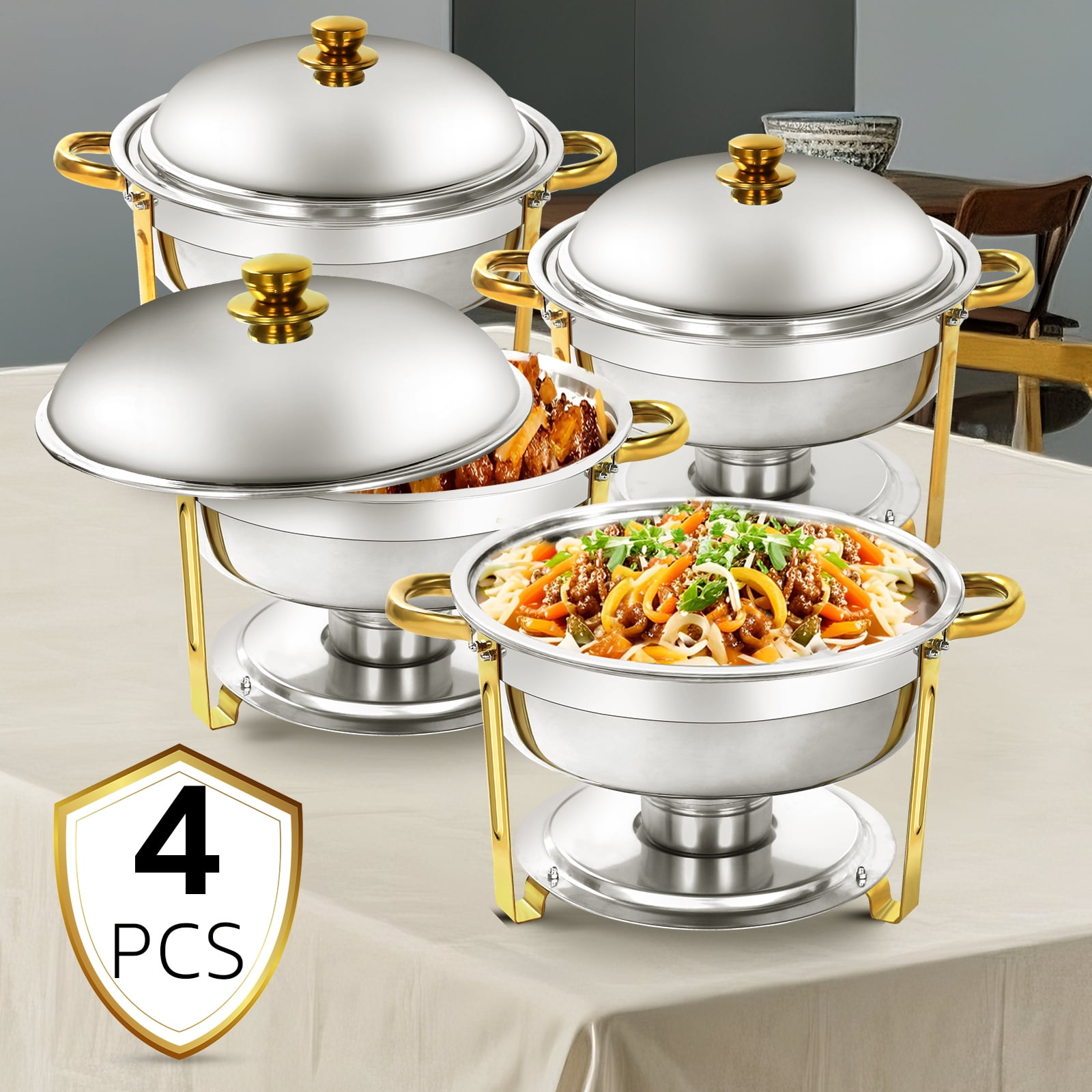 XYJBHB Chafing Dishes for Buffet 4 Pack, 6QT Round Chafing Dishes for ...