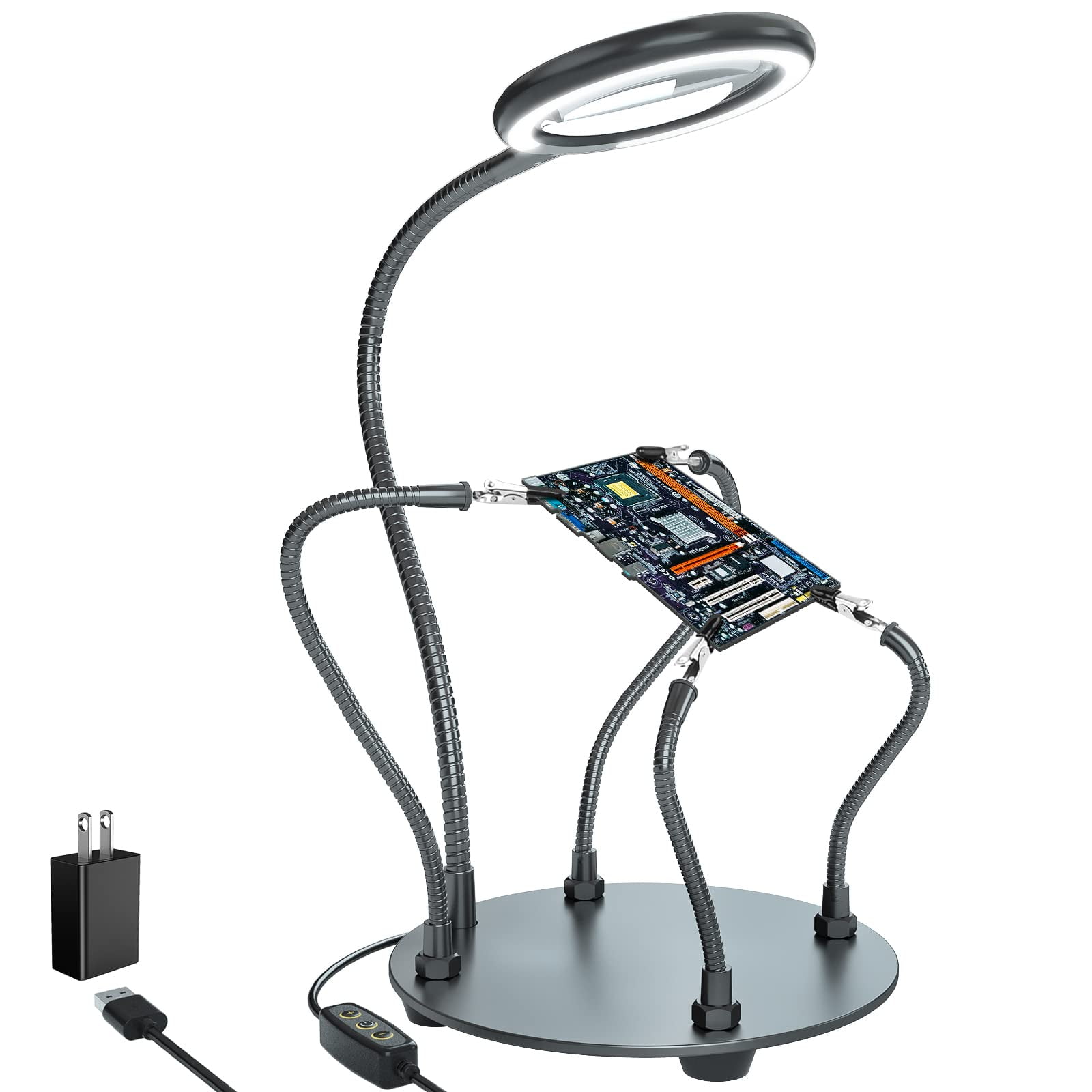 XYK Helping Hands Soldering Station with 3X Magnifying Glass with light ...