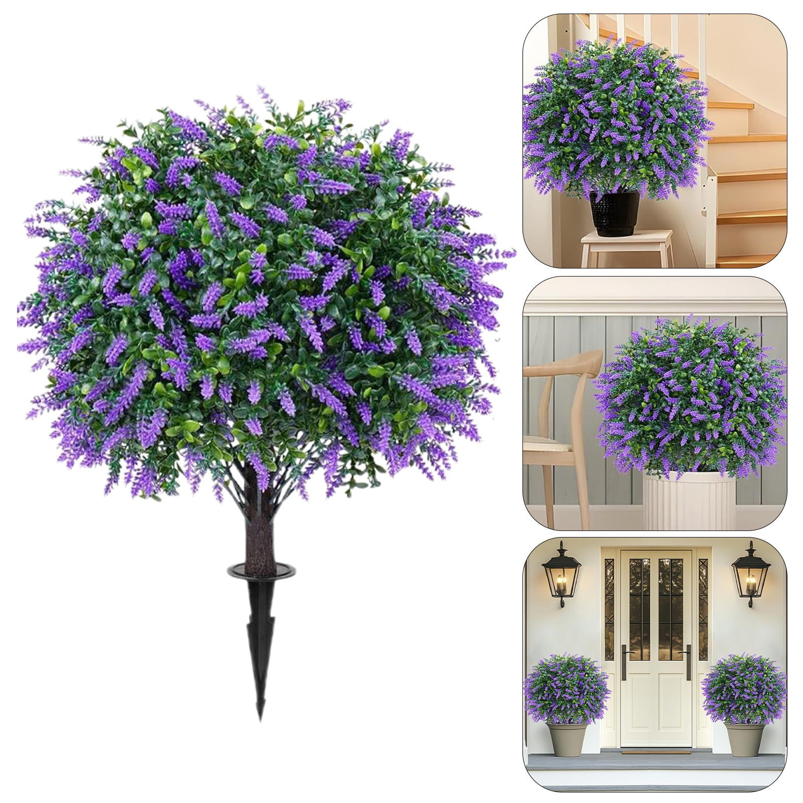 XYKA 1 Pack Artificial Lavender Topiary Trees Decoration with Ground ...