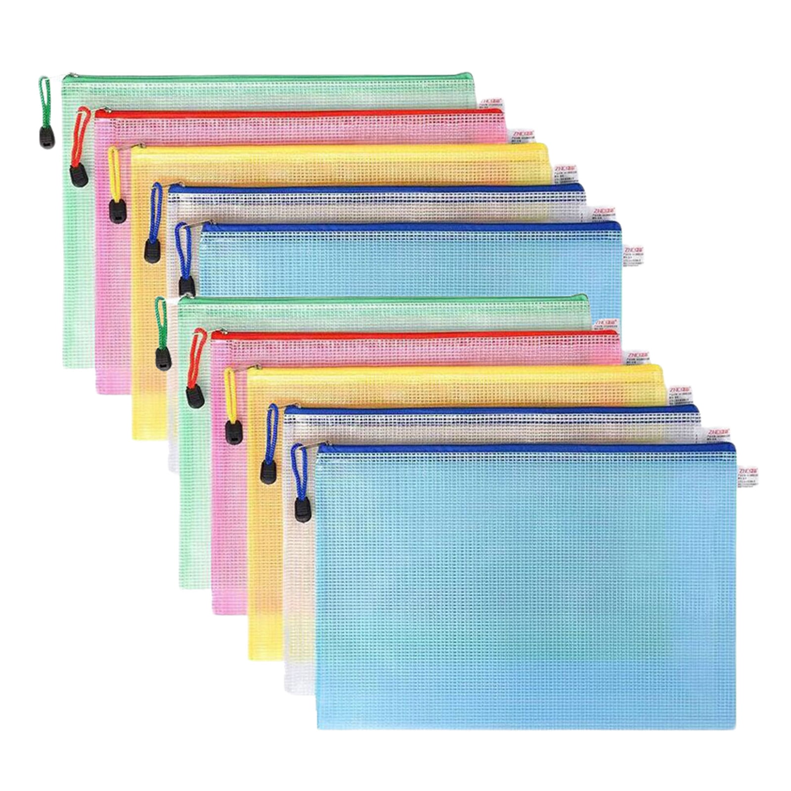 XYKA 10 Pcs Mesh Zipper Pouch Bags, A4 Size Waterproof File Bags, for ...