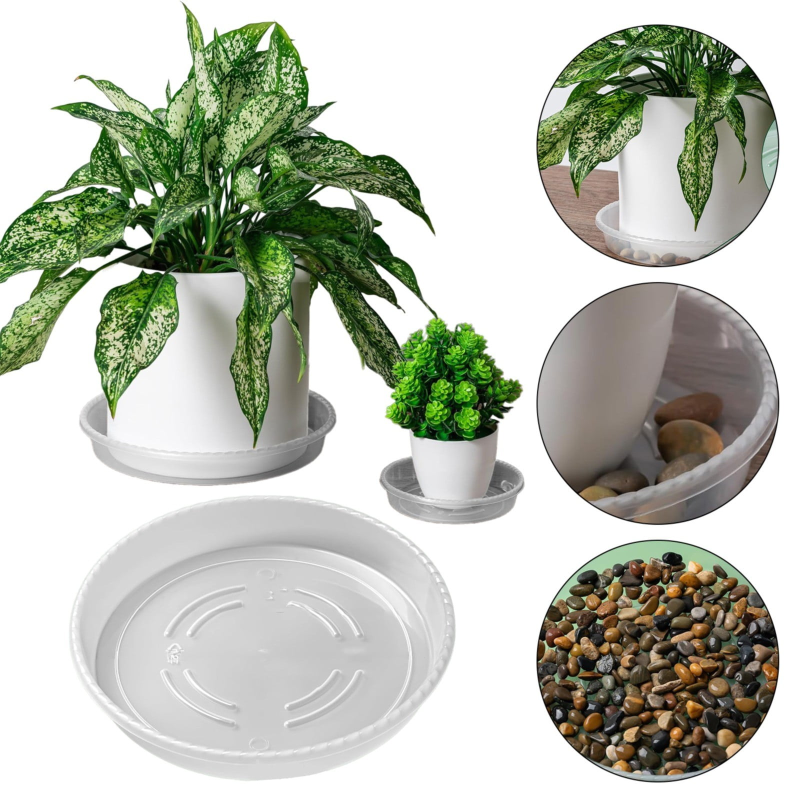 XYKA 12 Inch Transparent Plant Dish Tray for Indoor Outdoor Use Plastic ...