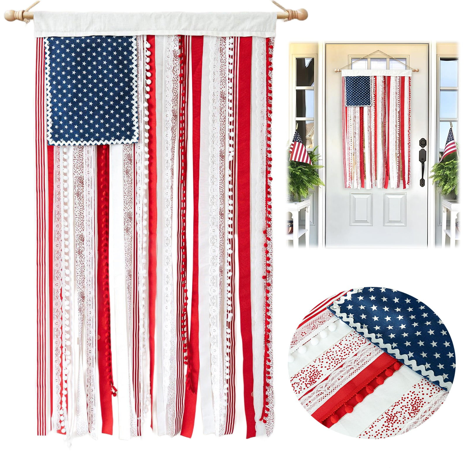 XYKA 4 X 2.3 Ft Hanging Rag American Flag, Creative Patriotic Memorial ...