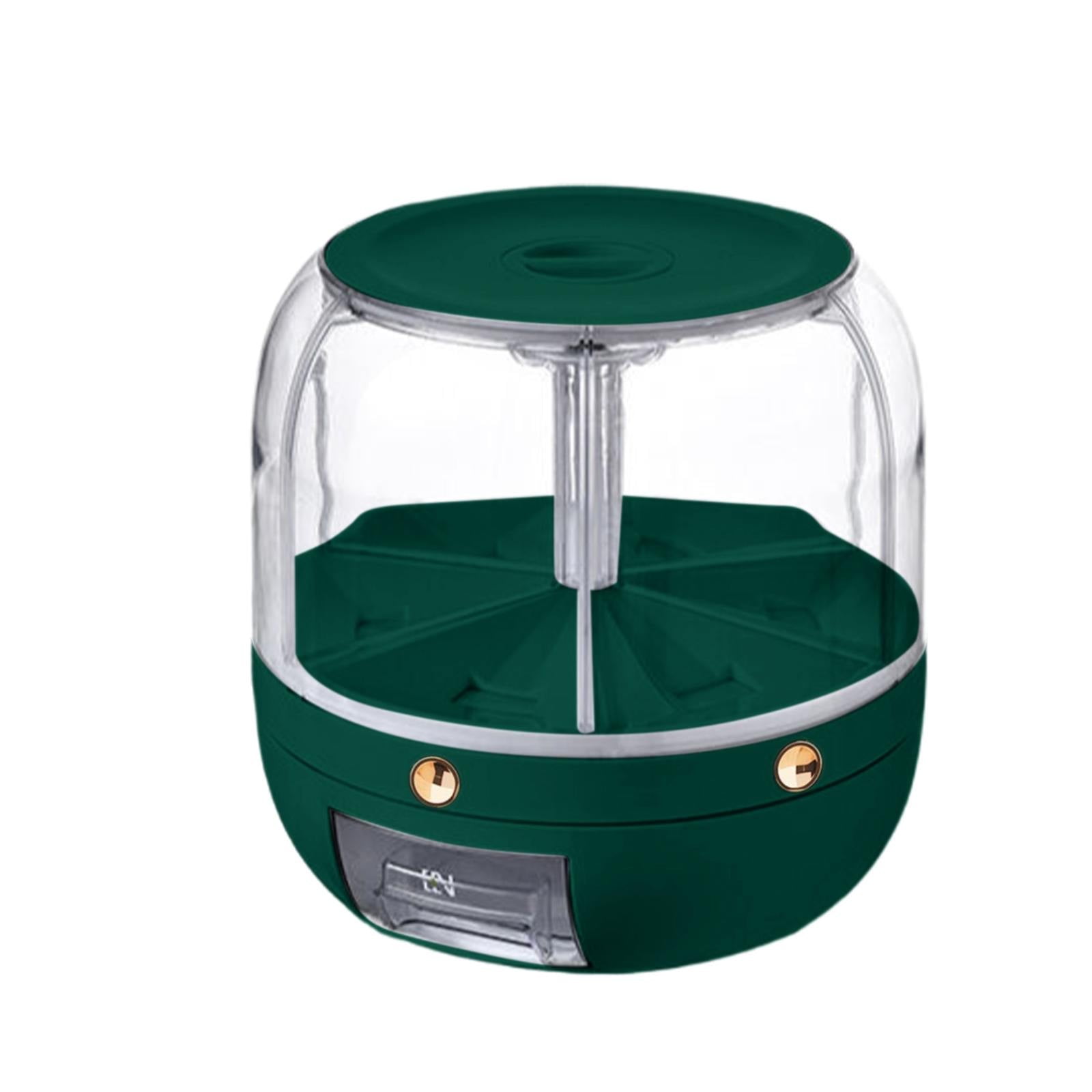 XYKA 6-Compartment Grain Storage Container, 360 Rotating Food Dispenser ...