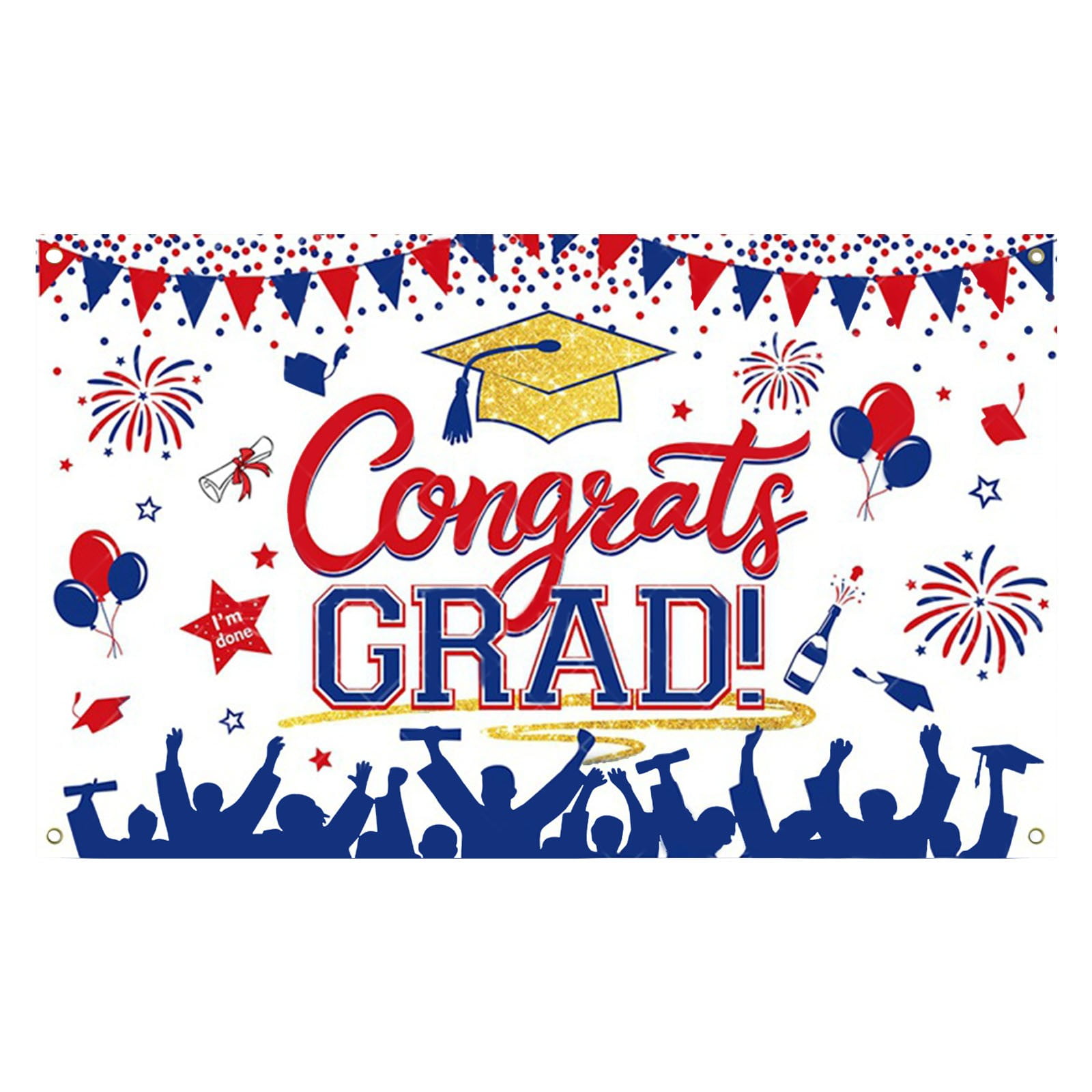 XYKA 71 X 43 Inch Graduation Backdrop Cloth, Congrats Grad Banner ...