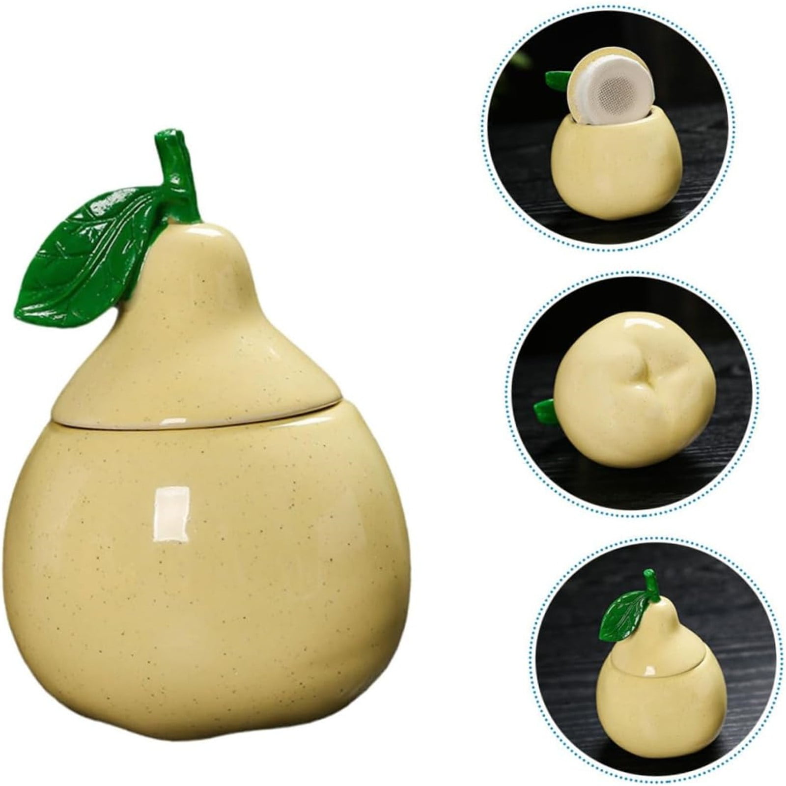 XYKA Ceramic Pear Shaped Tea Canister with Lid Decorative Airtight Jar ...